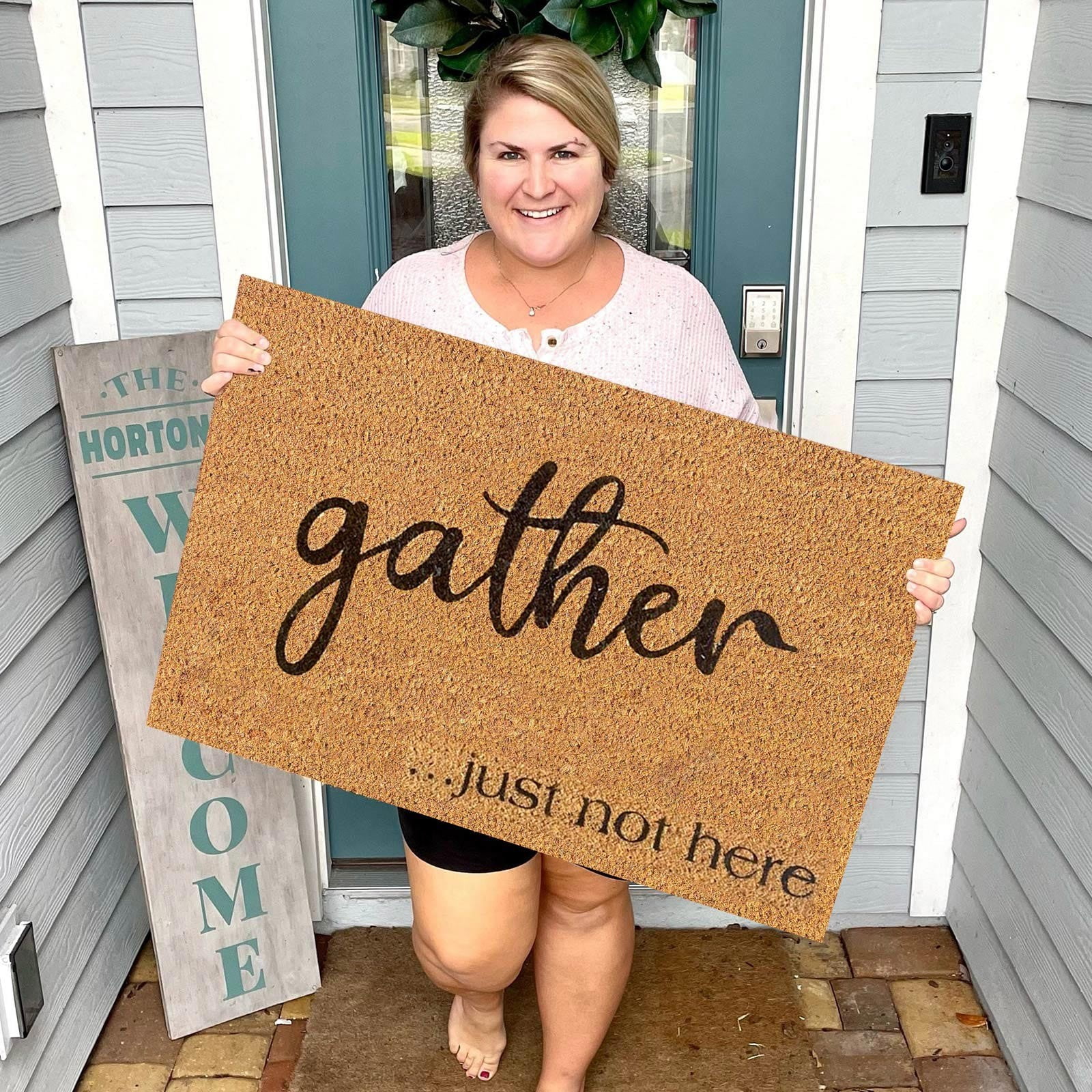 Door Mat Dirt Trapper,gather just not here Brown Floor Mat Non-Slip ...
