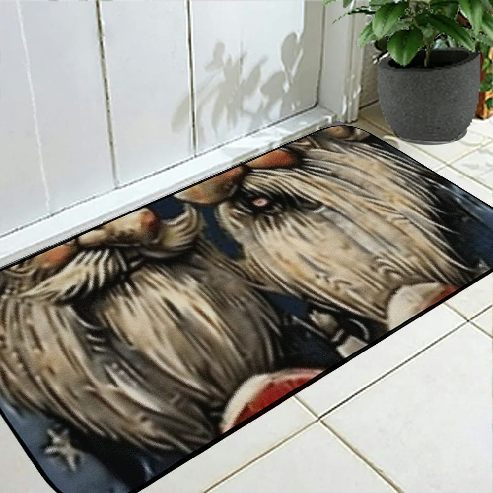 Door Mat Funny Heart Striped Blue Red Rubber Non Slip Waterproof ...