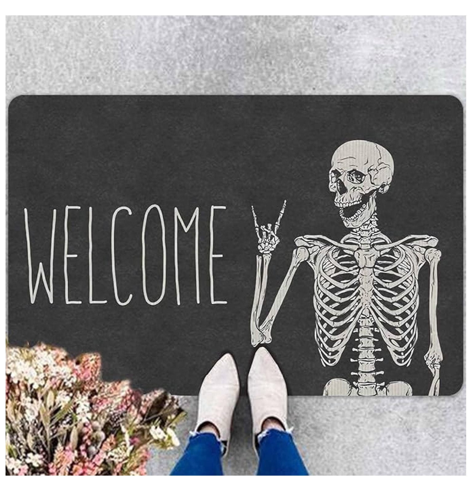 Door Mat Funny and Spooky Welcome Mat, Low-Profile Non-Slip Entr ...