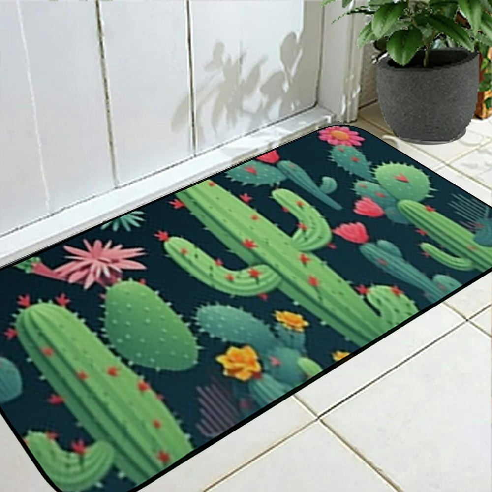 Door Mat Green Cactus Welcome Doormat,Doormat Outdoor Entrance,Front ...