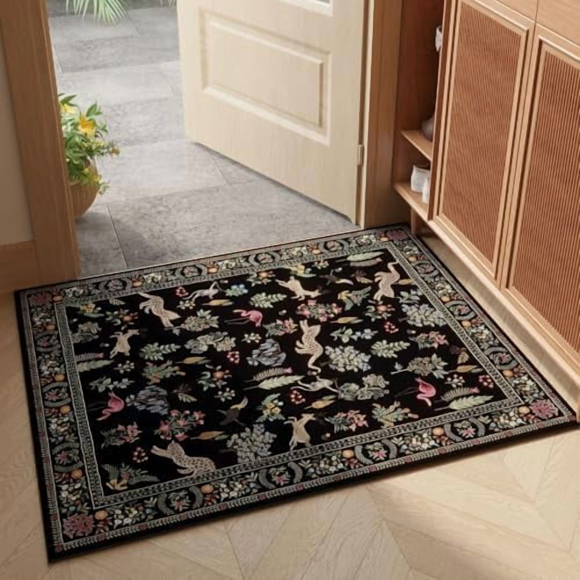 Door Mat Indoor Entrance 2x3 Rug Machine Washable Boho Floral Animal ...