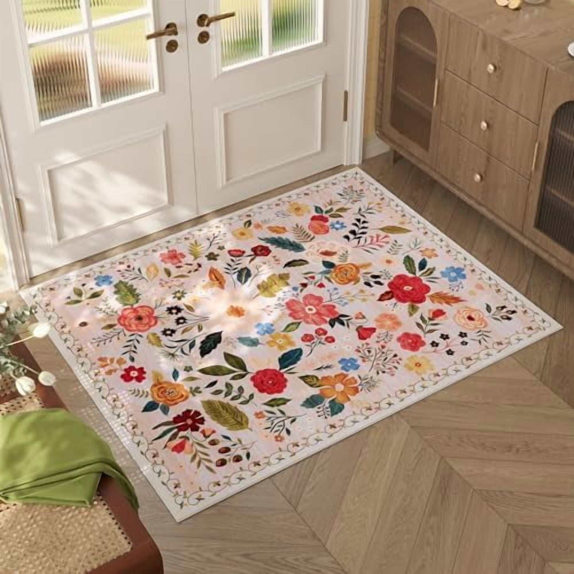 Door Mat Indoor Entrance 2x3 Rug Machine Washable Boho Floral Small ...