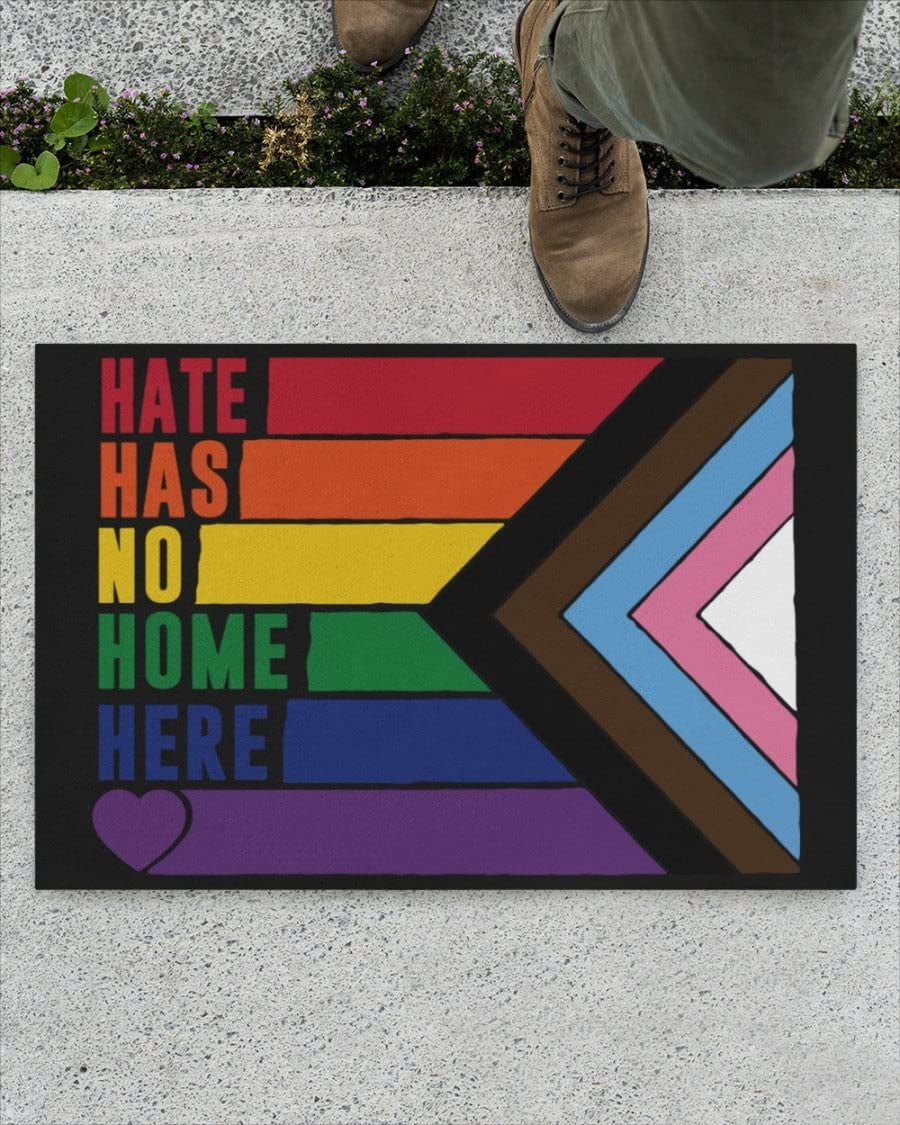Door Mat Indoor Entrance Hate Has No Home Here Progress Pride Flag ...