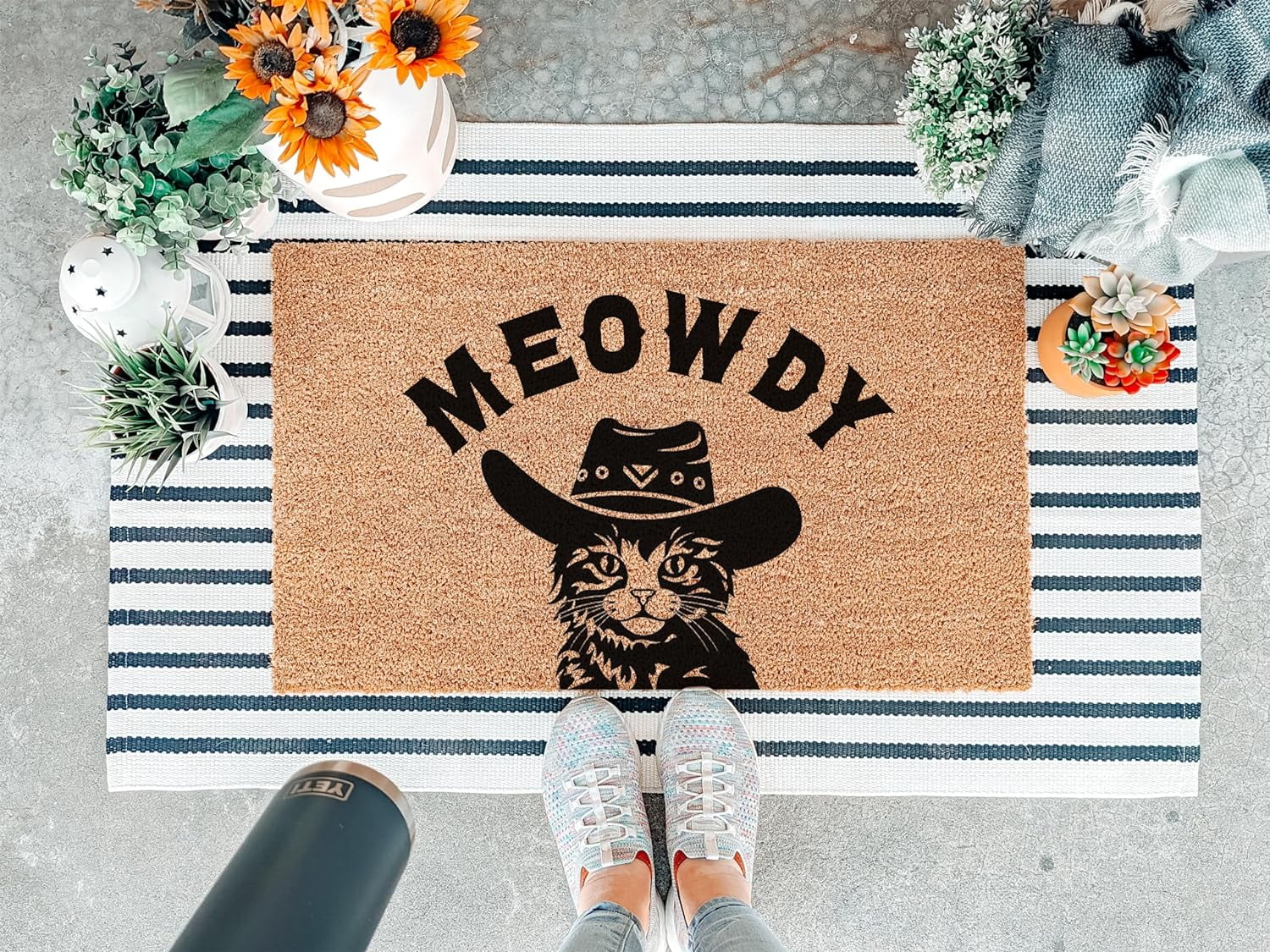 Door Mat Meowdy Funny Cat Doormat, Funny Door Mat for Cat Lover, Cowboy ...