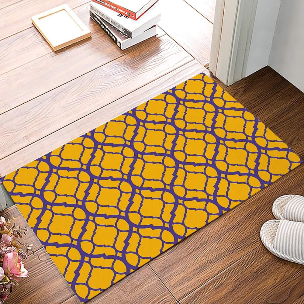 Door Mat Morocco Geometric Patterns Yellow and Purple Doormat Non-Slip ...