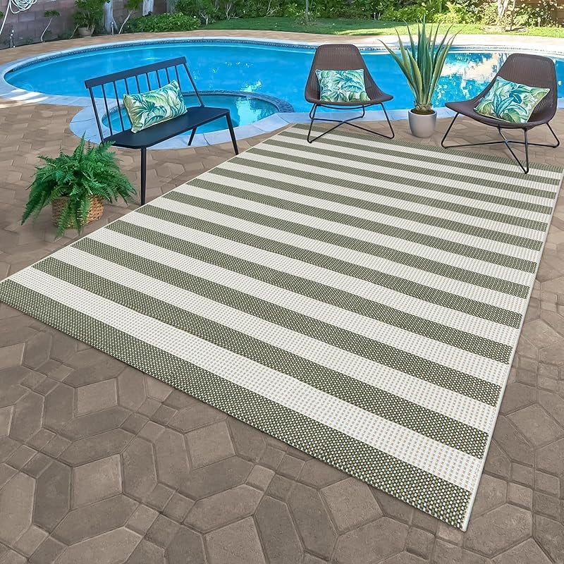 Door Mat Outdoor Entrance 24''x35'', Washable Striped Front Porch Rug ...