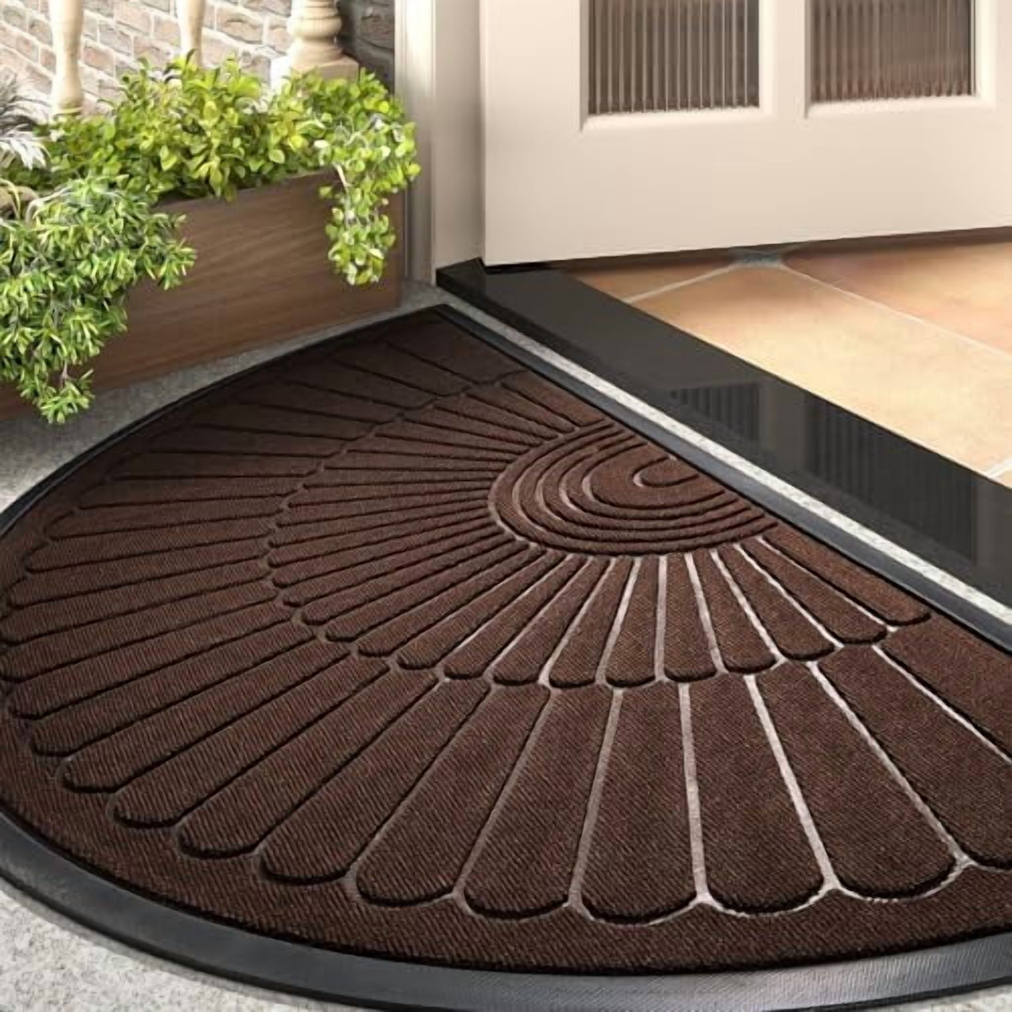 Door Mat Outdoor Indoor Entrance Doormat-Semicircular Durable Rubber ...