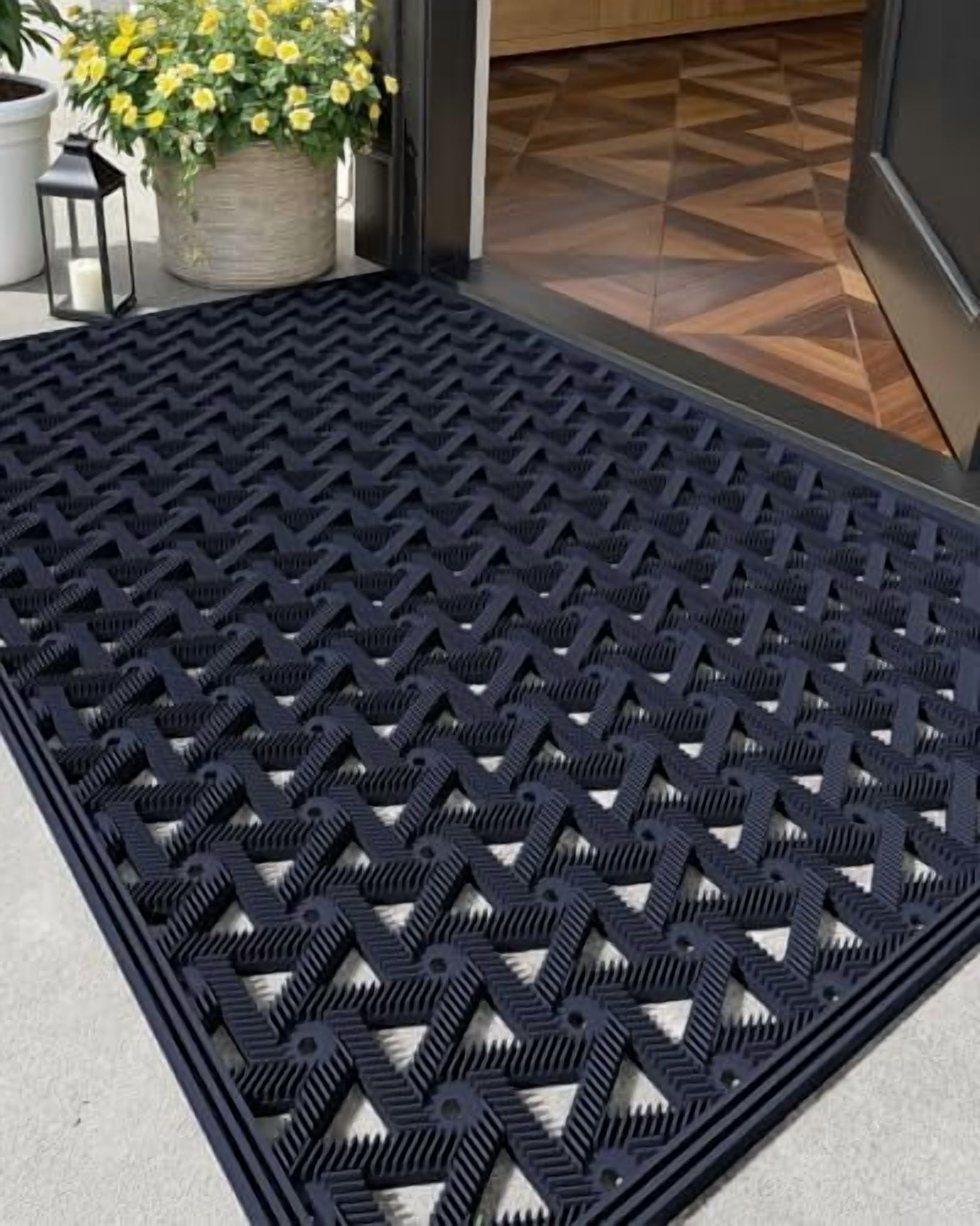 Door Mat Outside Entrance with Drainage, Rubber Heavy Duty Dirt Trapper ...