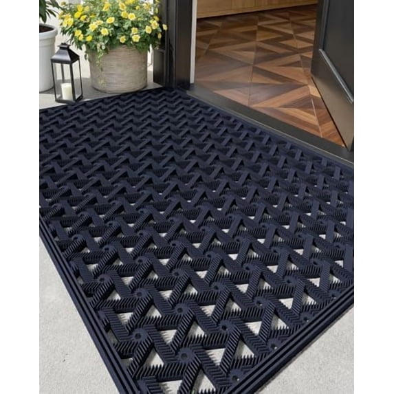 Door Mat Outside Entrance with Drainage, Rubber Heavy Duty Dirt Trapper ...