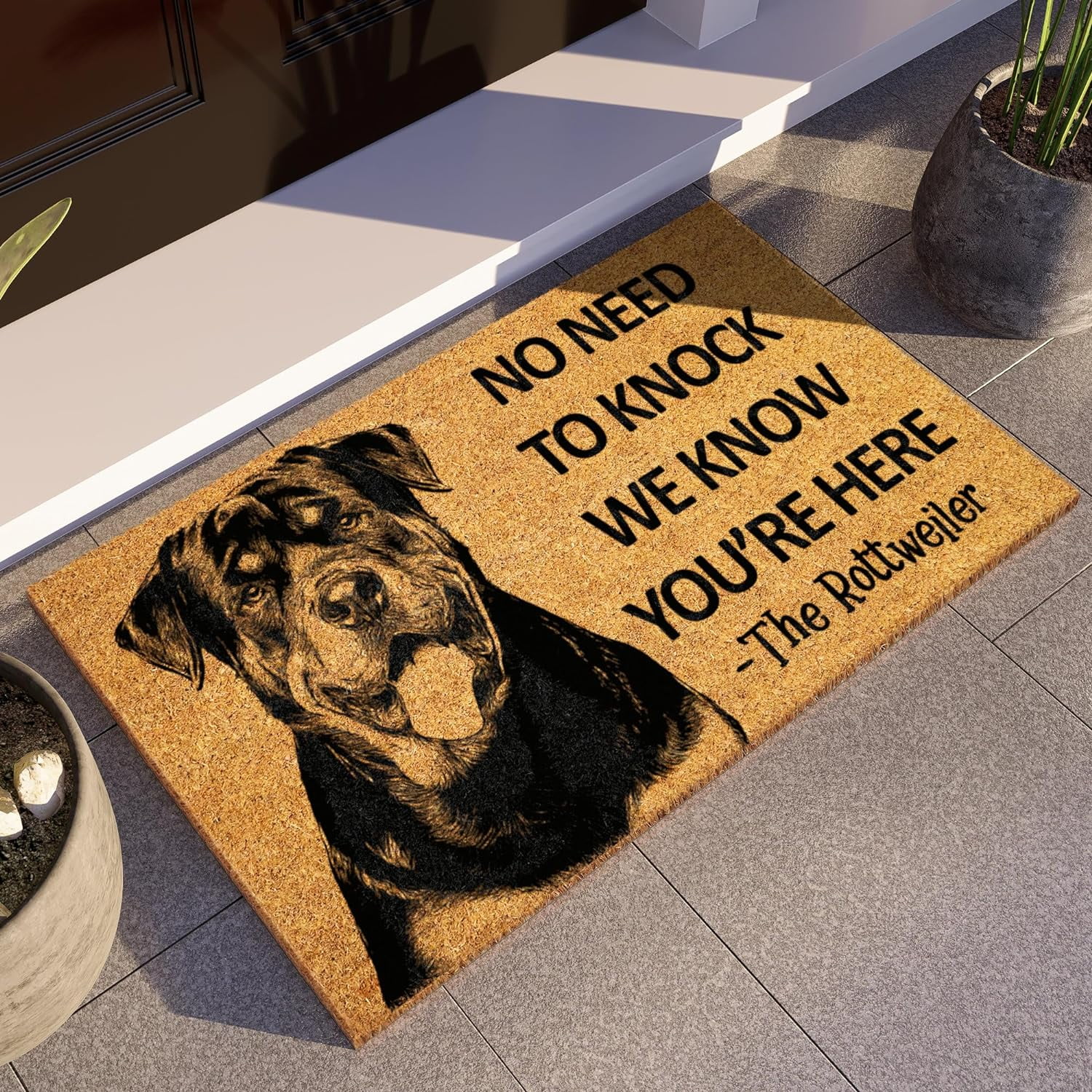 Door Mat The Cute Rottweiler Door Mat, Rottweiler We Know You are Here ...