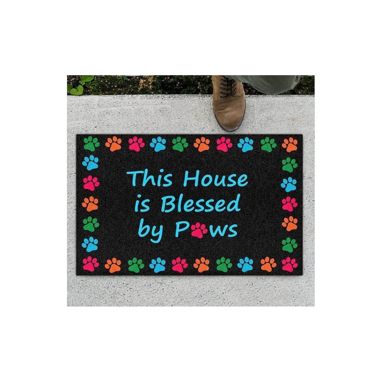 Door Mat This House is Blessed by Paws Dog Welcome Non-Slip Mats Funny ...