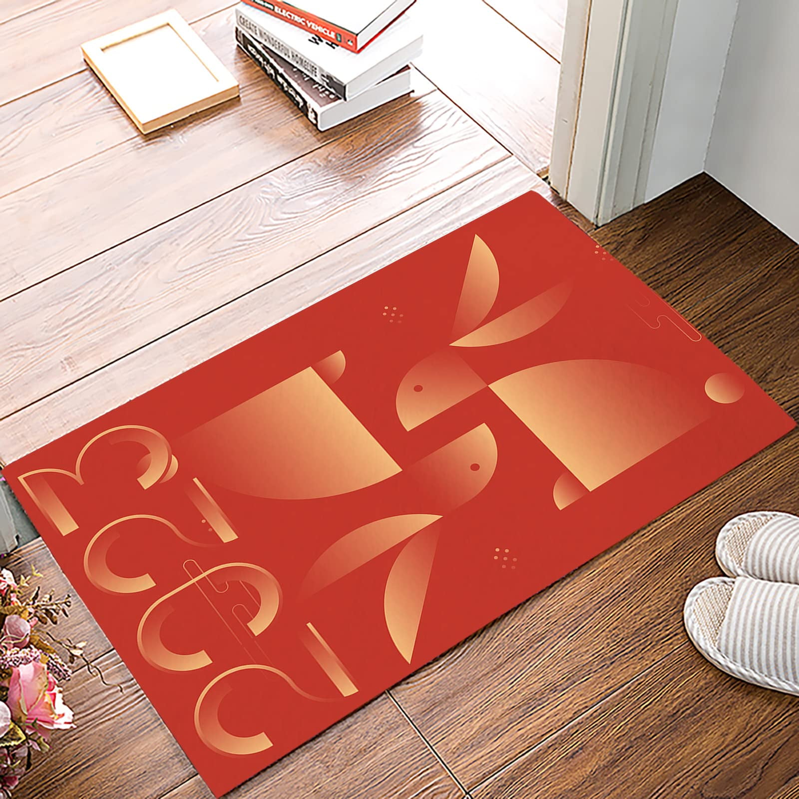 Door Mat Welcome 2023 Happy New Year Red Doormat Non-Slip Rubber ...