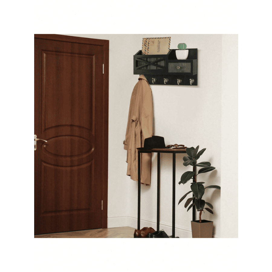 Door Mounted Storage Rack, Entrance Key Hook Rack With Drawer Storage ...