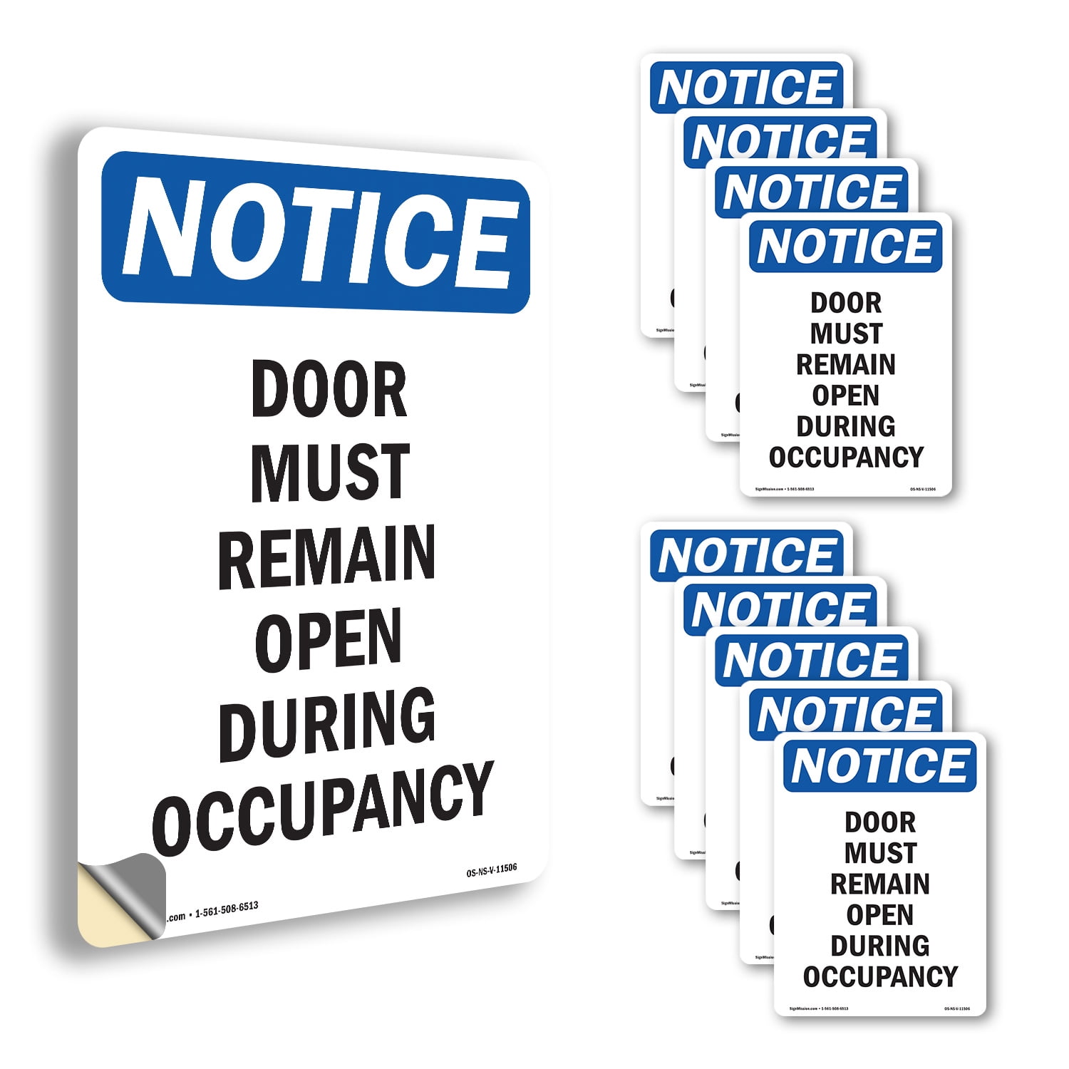 Door Must Remain Open During Occupancy OSHA Notice Vinyl Decal Label 10 ...