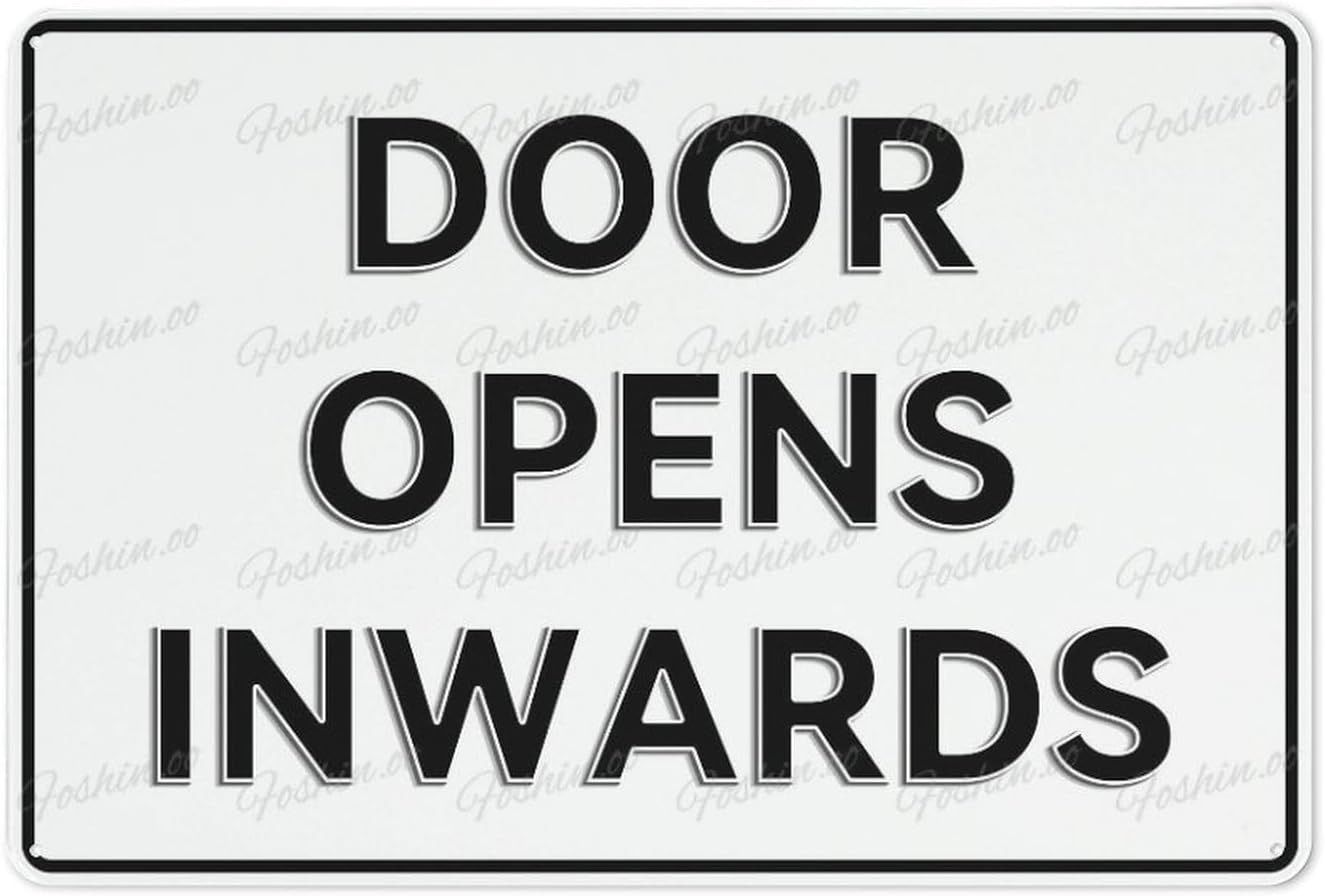 Door Opens Inwards Metal Sign With Symbol 8"x12" - Aluminum UV Printed ...