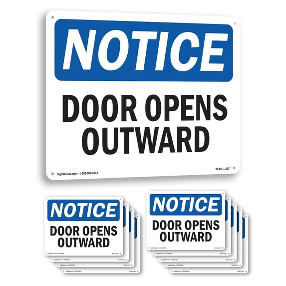 Door Opens Outward OSHA Notice Rigid Plastic Sign 24 Inch x 18 Inch ...