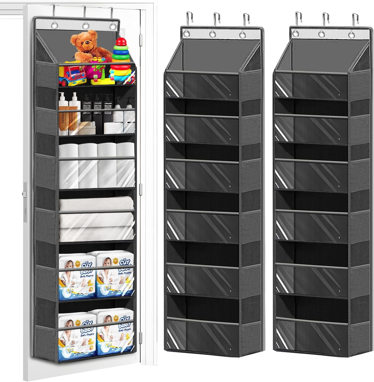 Over The Door Organizer 2 Pack– 6 Tier Door Organizer Hanging & 12 Side ...