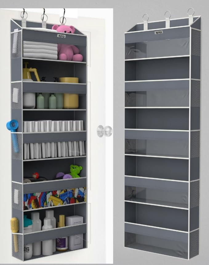 Over the Door Organizer with 5 Large Pockets & 10 Mesh Side Pockets ...