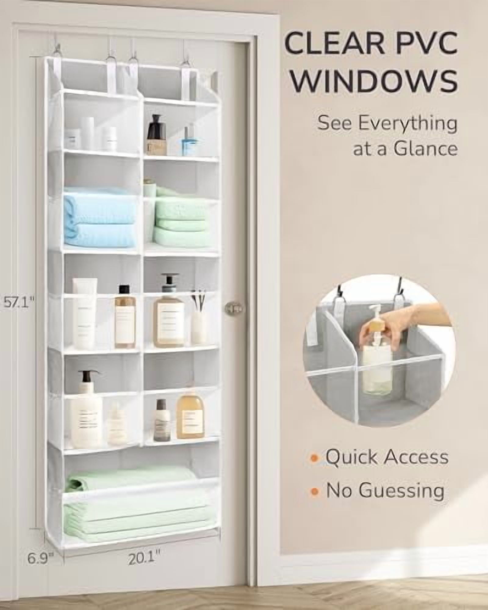 Over the Door Organizer, 5-Tier Extra Large Hanging Storage with 10 ...