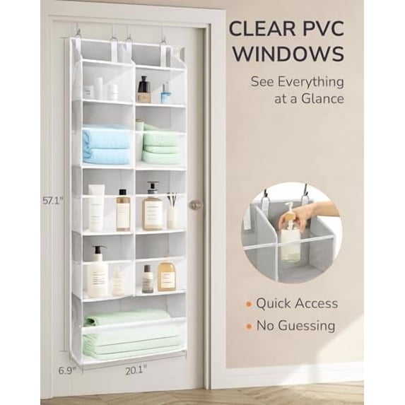 Over the Door Organizer, 5-Tier Extra Large Hanging Storage with 10 ...