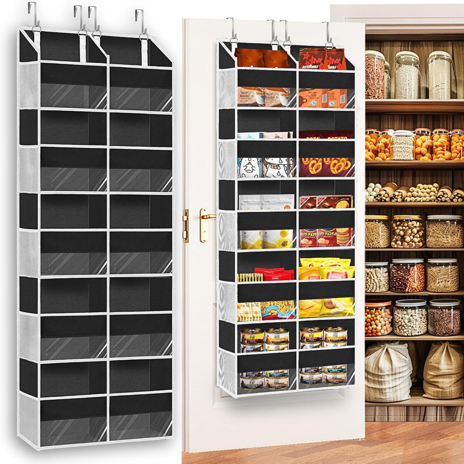 Over the Door Organizer 5 Tiers, Extra Large Behind Door Storage of 10 ...