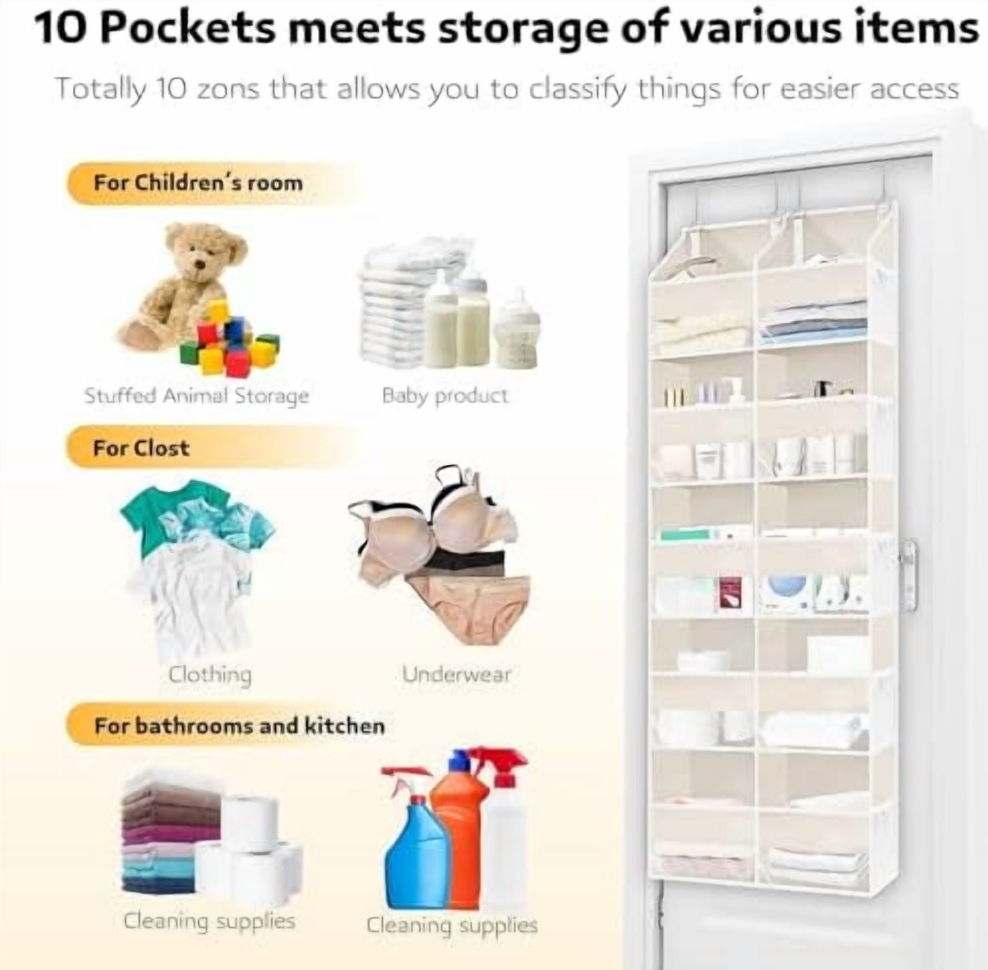 Over the Door Organizer 5 Tiers,Extra Large Behind Door Storage of 10 ...