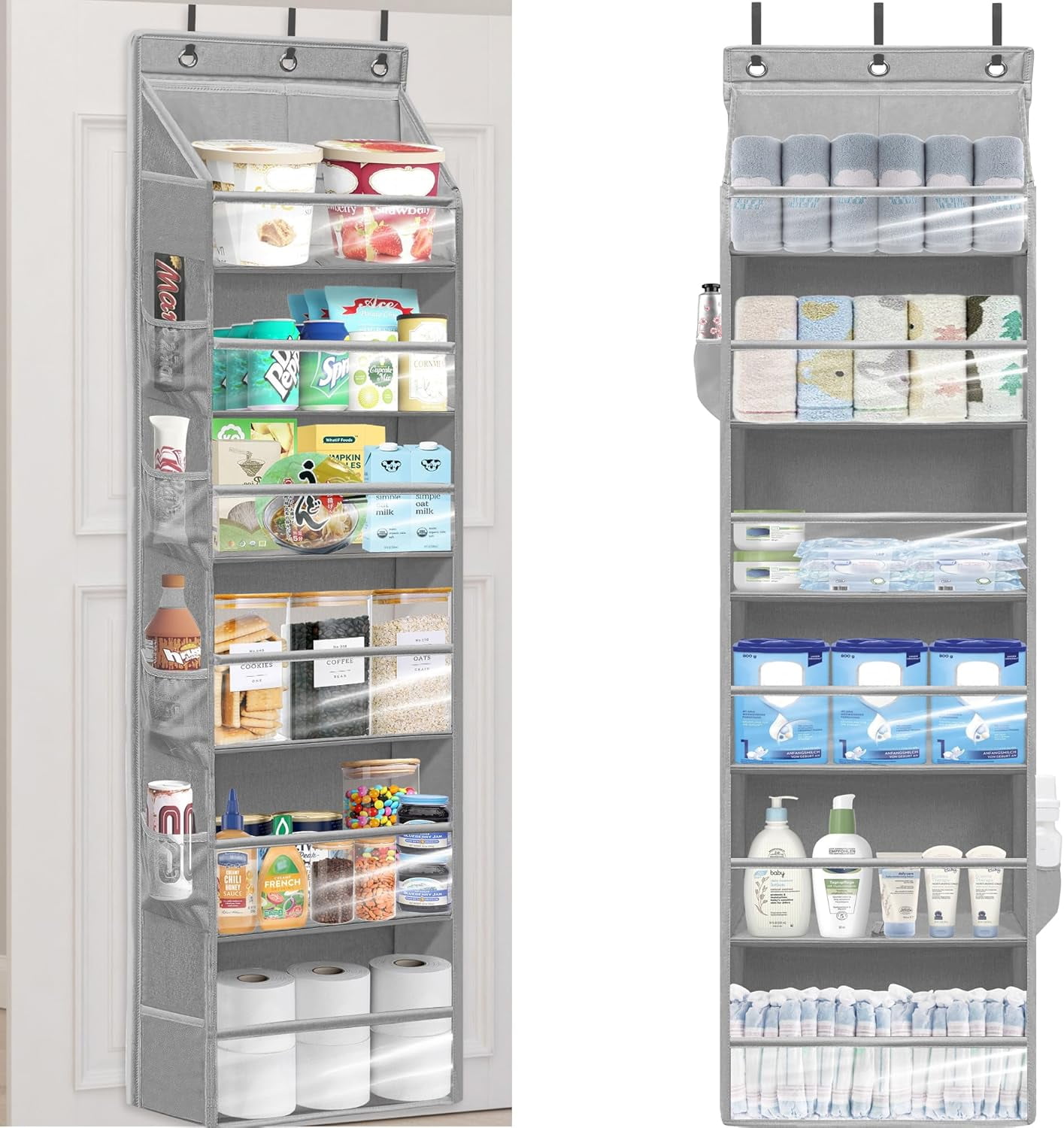 Over Door Organizer with 6 Extra Large Pockets 12 Side Pockets, 2-Pack ...