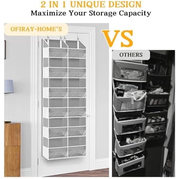 Over The Door Organizer 6 Tiers, Extra Large Behind Door Storage of 12 ...