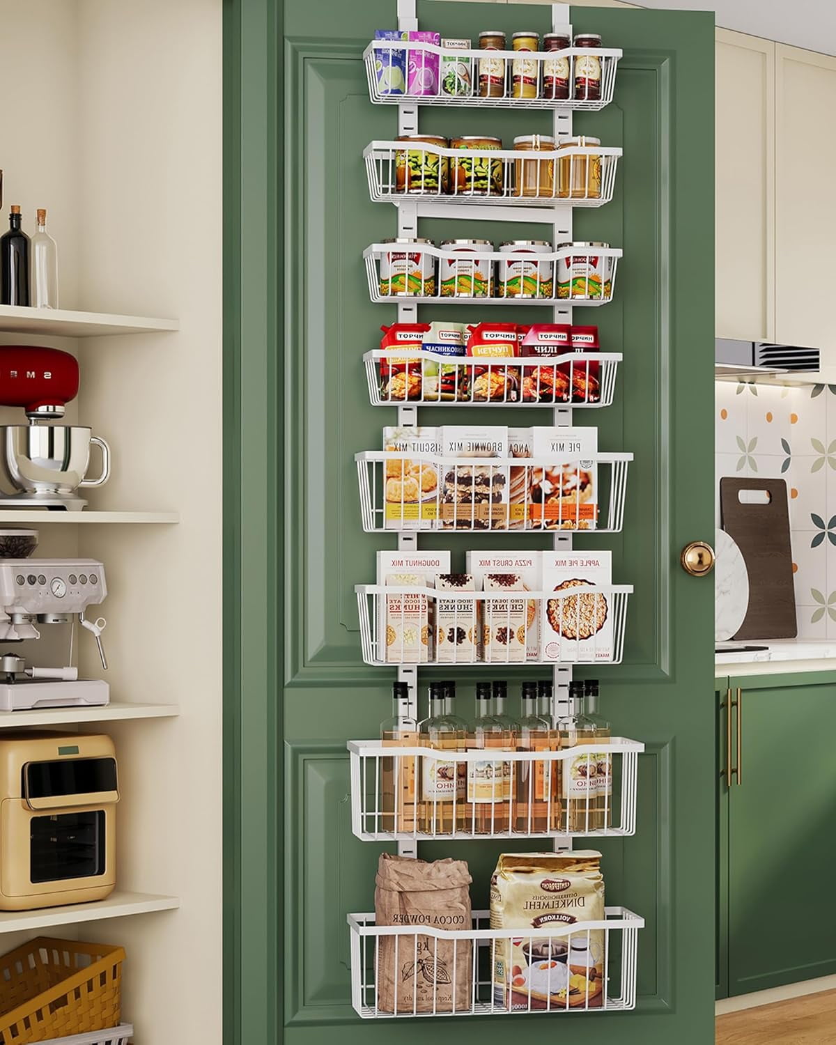 Over The Door Organizer，8-Tier Over The Door Pantry Organizer with ...