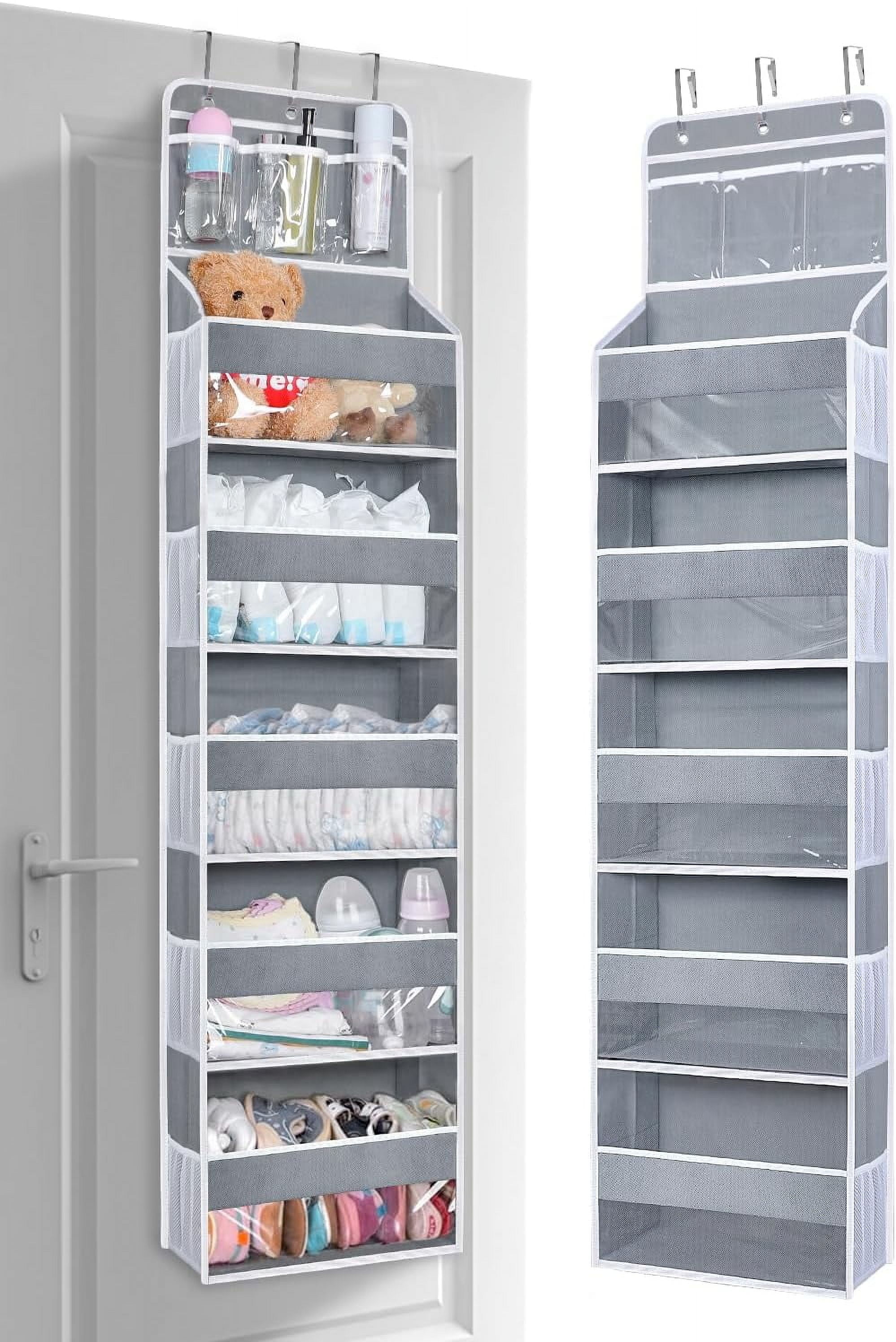 Over the Door Organizer Hanging Storage with 3 clear slip pockets and 5 ...