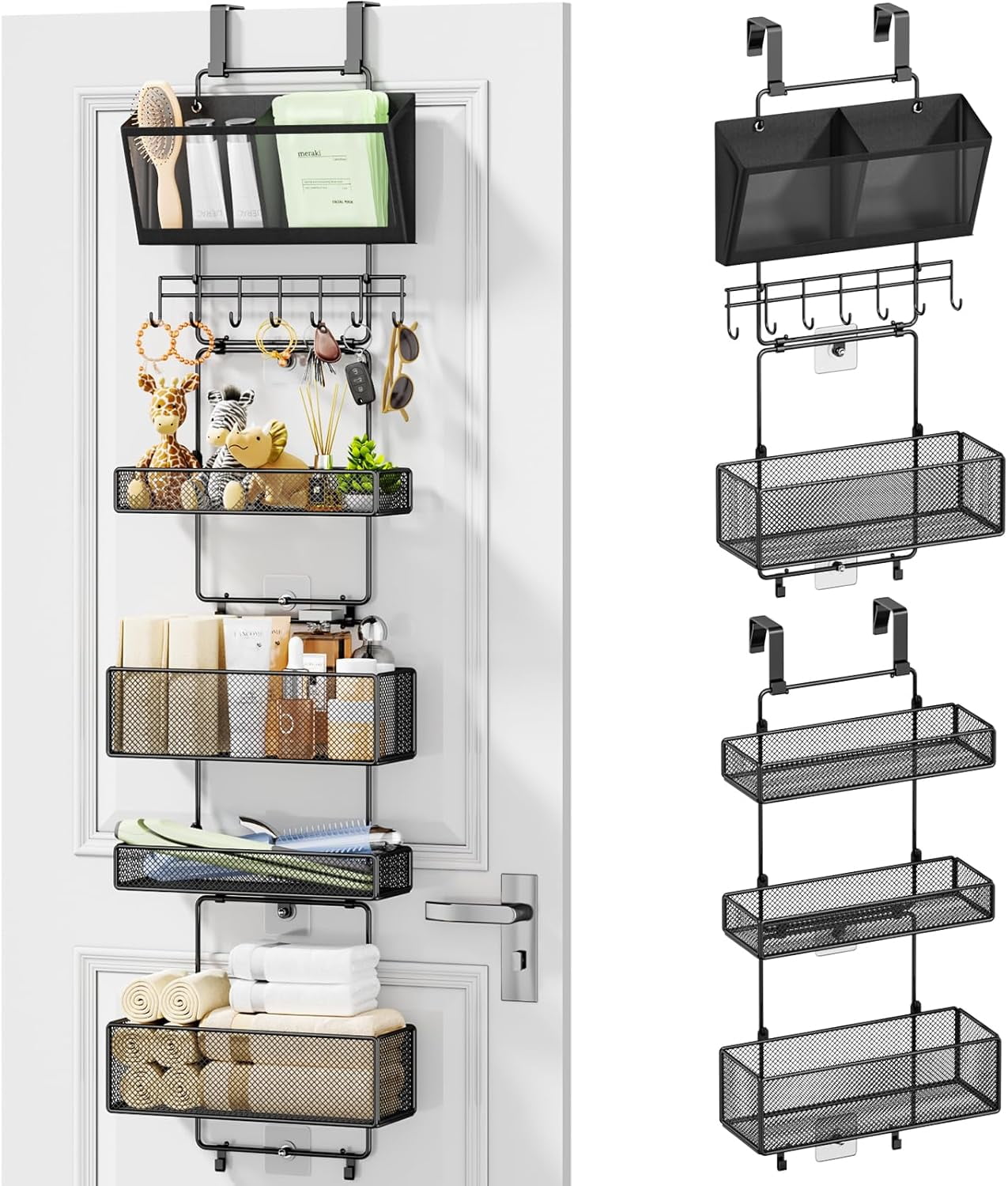 Over Door Organizer Hanging - 6 Tier Over The Door Storage with Visual Pockets & Hooks, with 4 ...