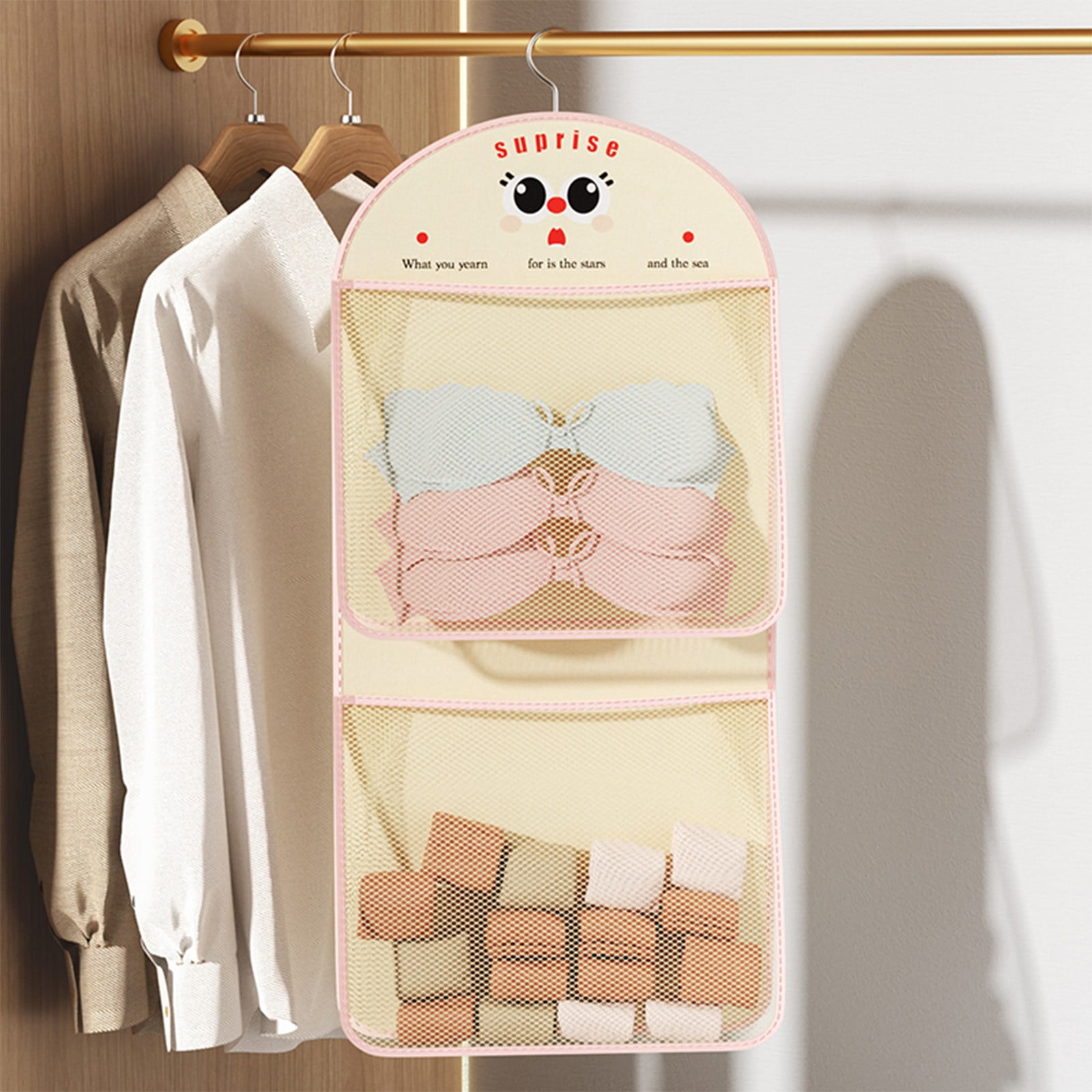 over Door Organizer Hanging Storage Bag with Mesh Pockets for Underwear ...