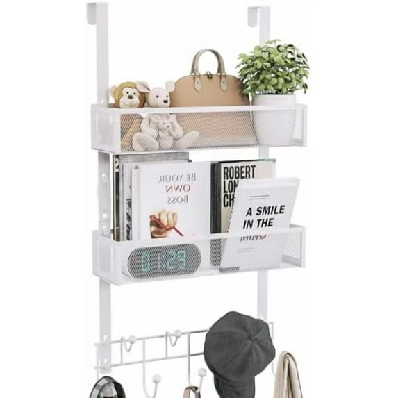 Over The Door Organizer Hooks, Door Hanger with 9 Coat Hooks & 2 Mesh ...