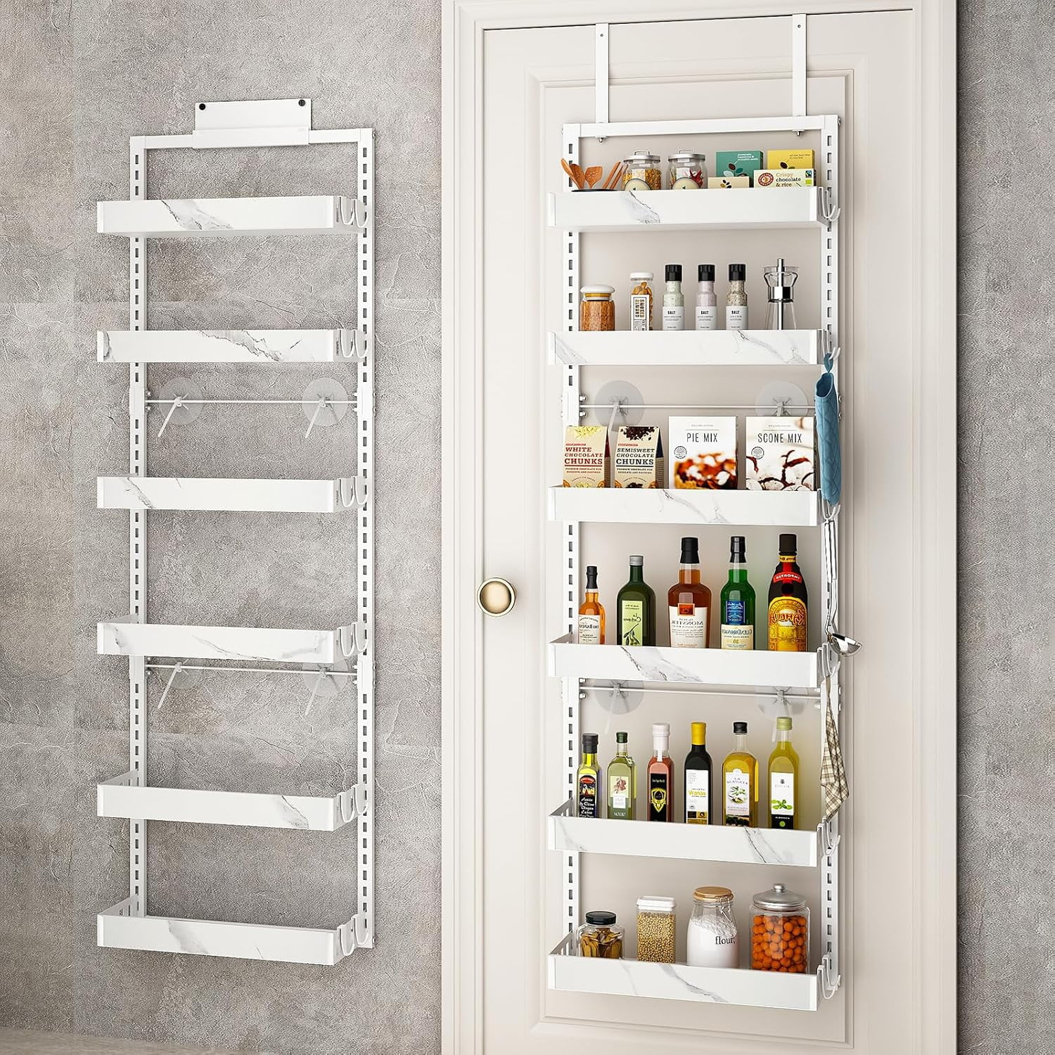 Over the Door Pantry Organizer, 6-Tier Adjustable Basket Kitchen Pantry ...