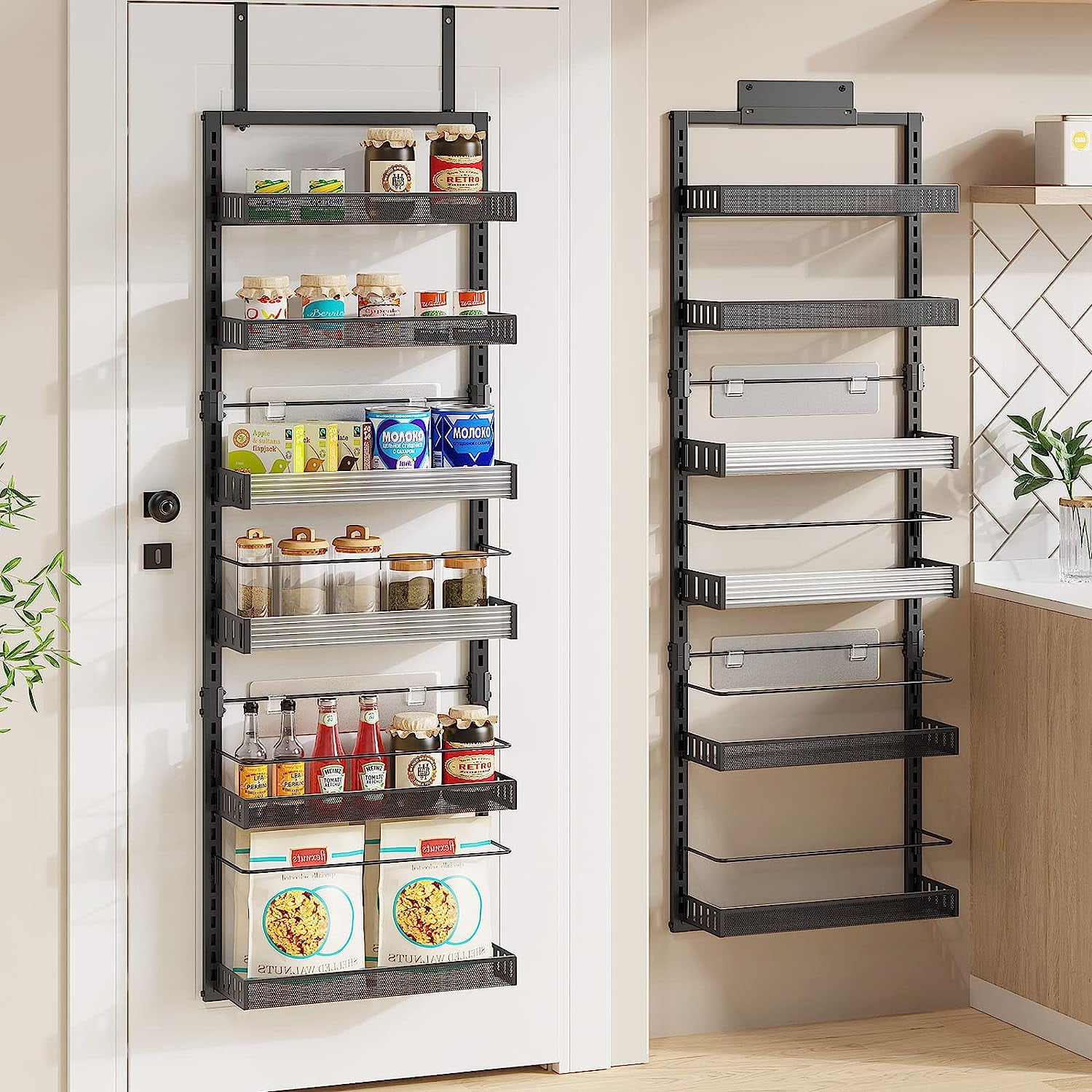 Over the Door Pantry Organizer, 6-Tier Large Wall Mounted Storage Spice ...