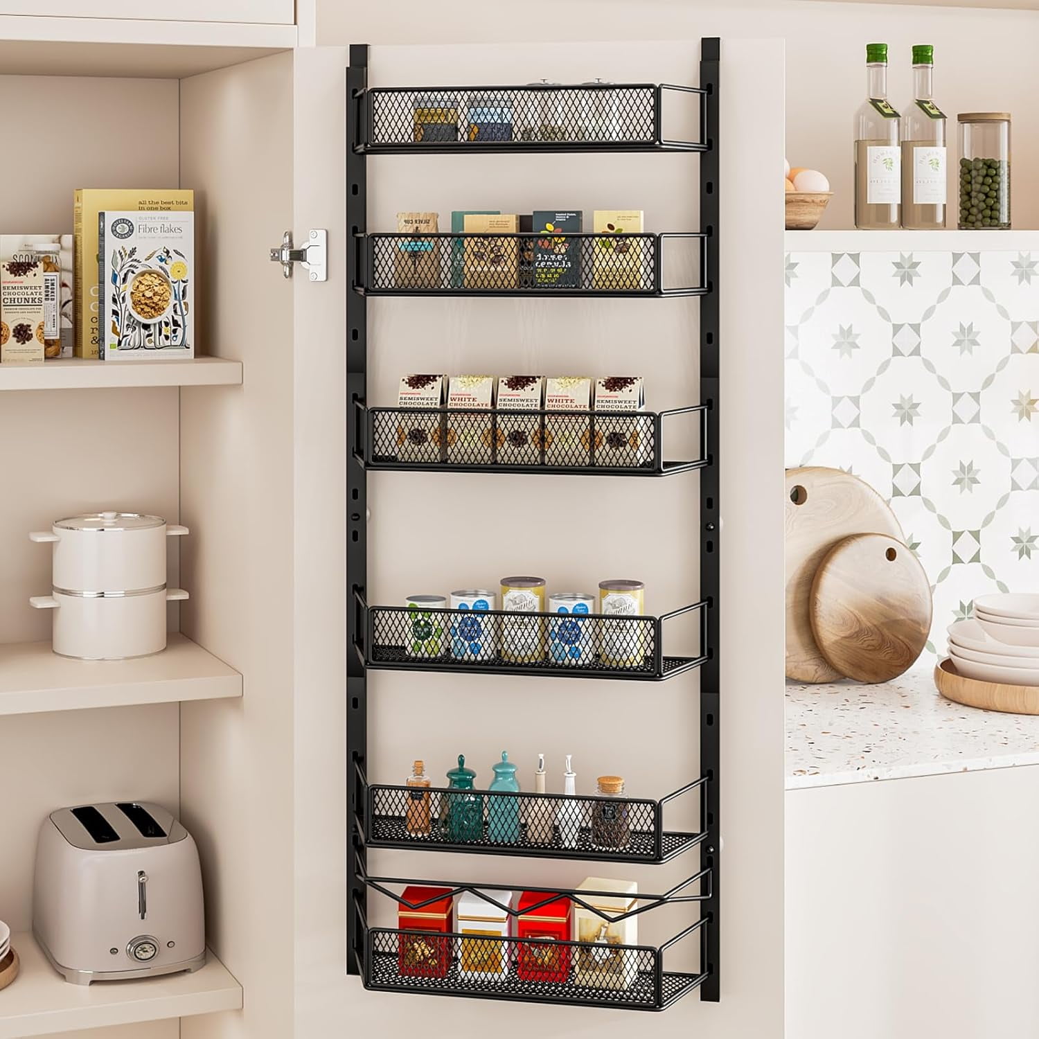 Over The Door Pantry Organizer, 6-Tier Pantry Organization and Storage ...