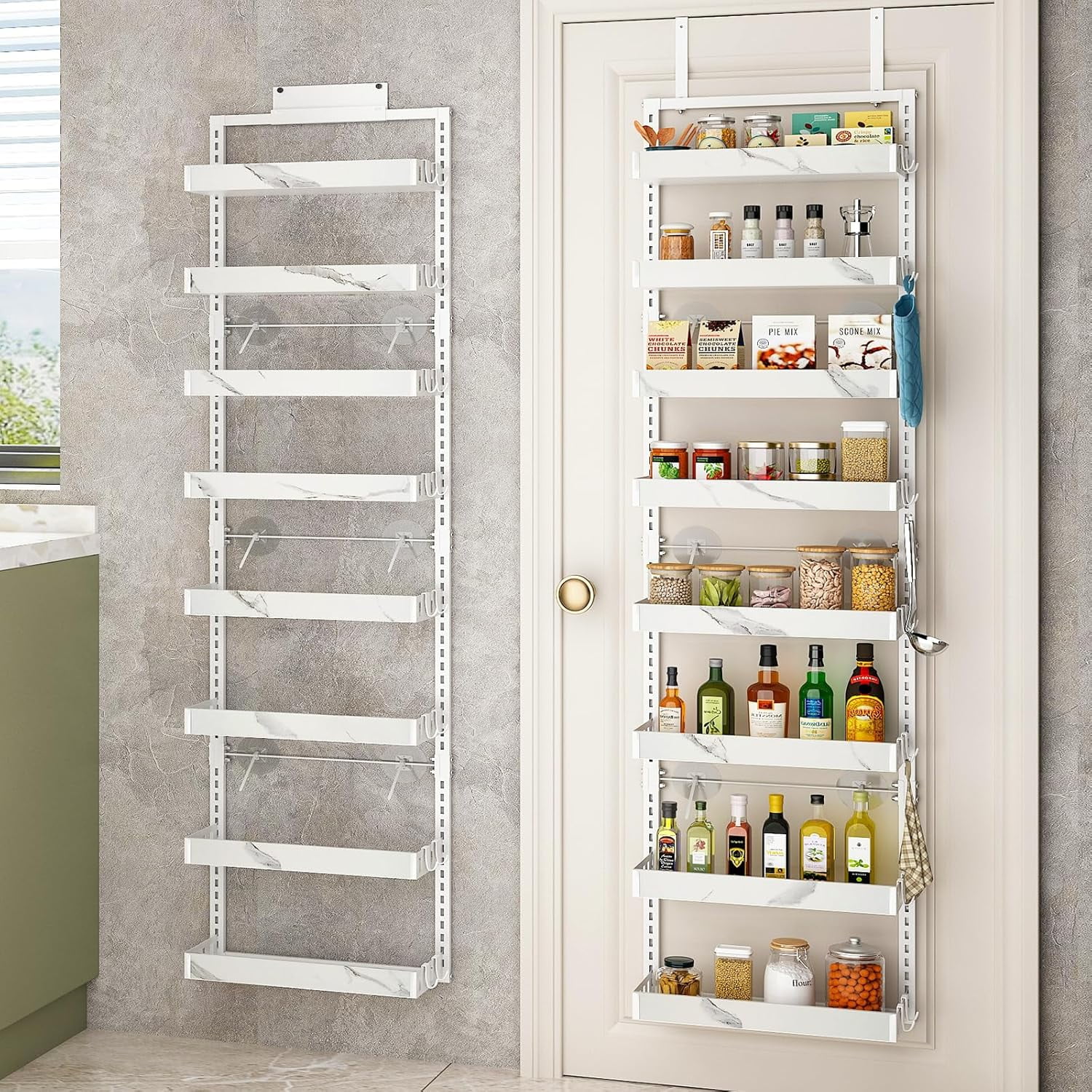 Over the Door Pantry Organizer,8-Tier Adjustable Basket Kitchen Pantry ...