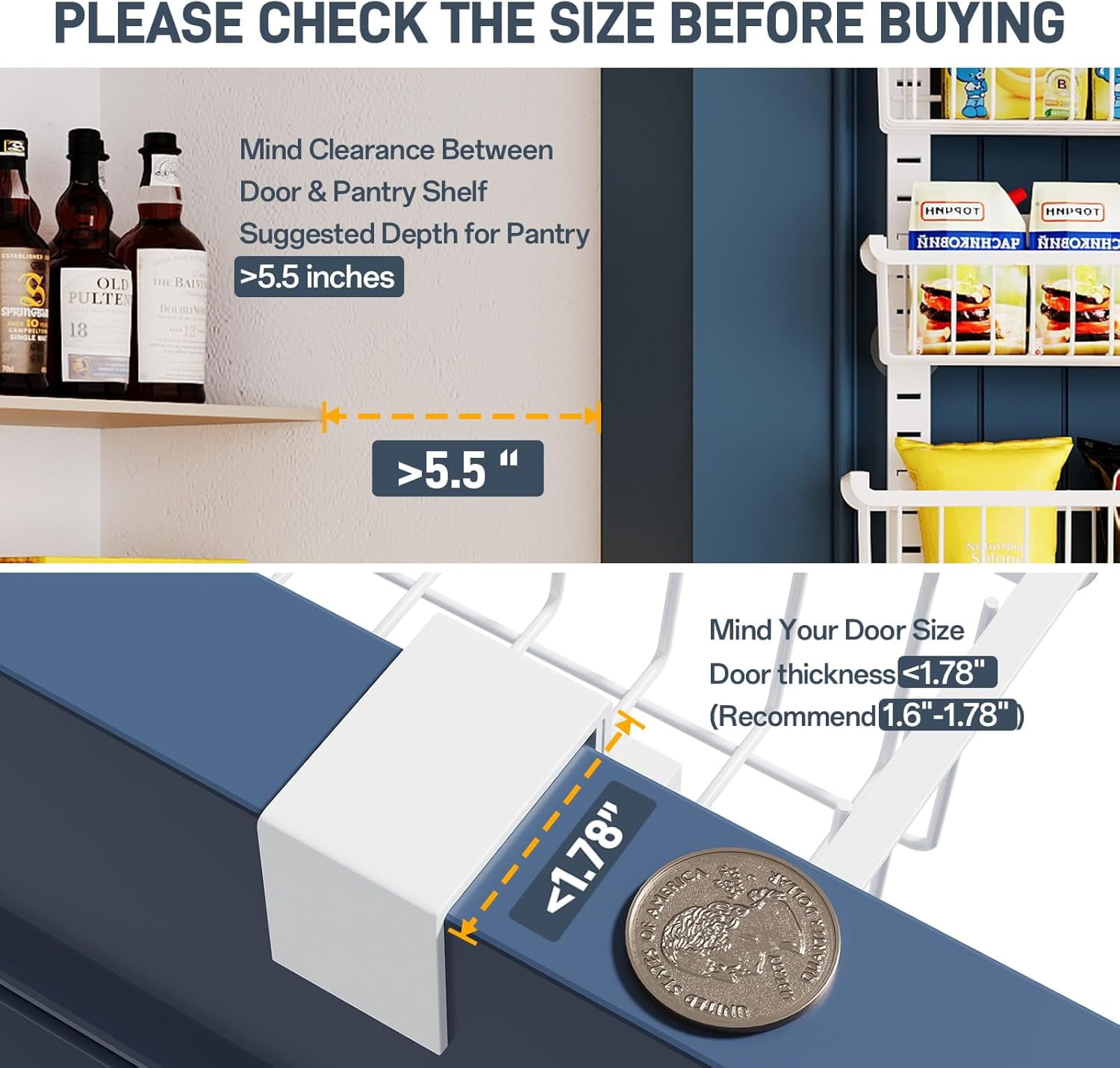 Over The Door Pantry Organizer, 8-Tier Over The Door Organizer with ...