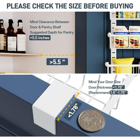 Over The Door Pantry Organizer, 8-Tier Over The Door Organizer with ...