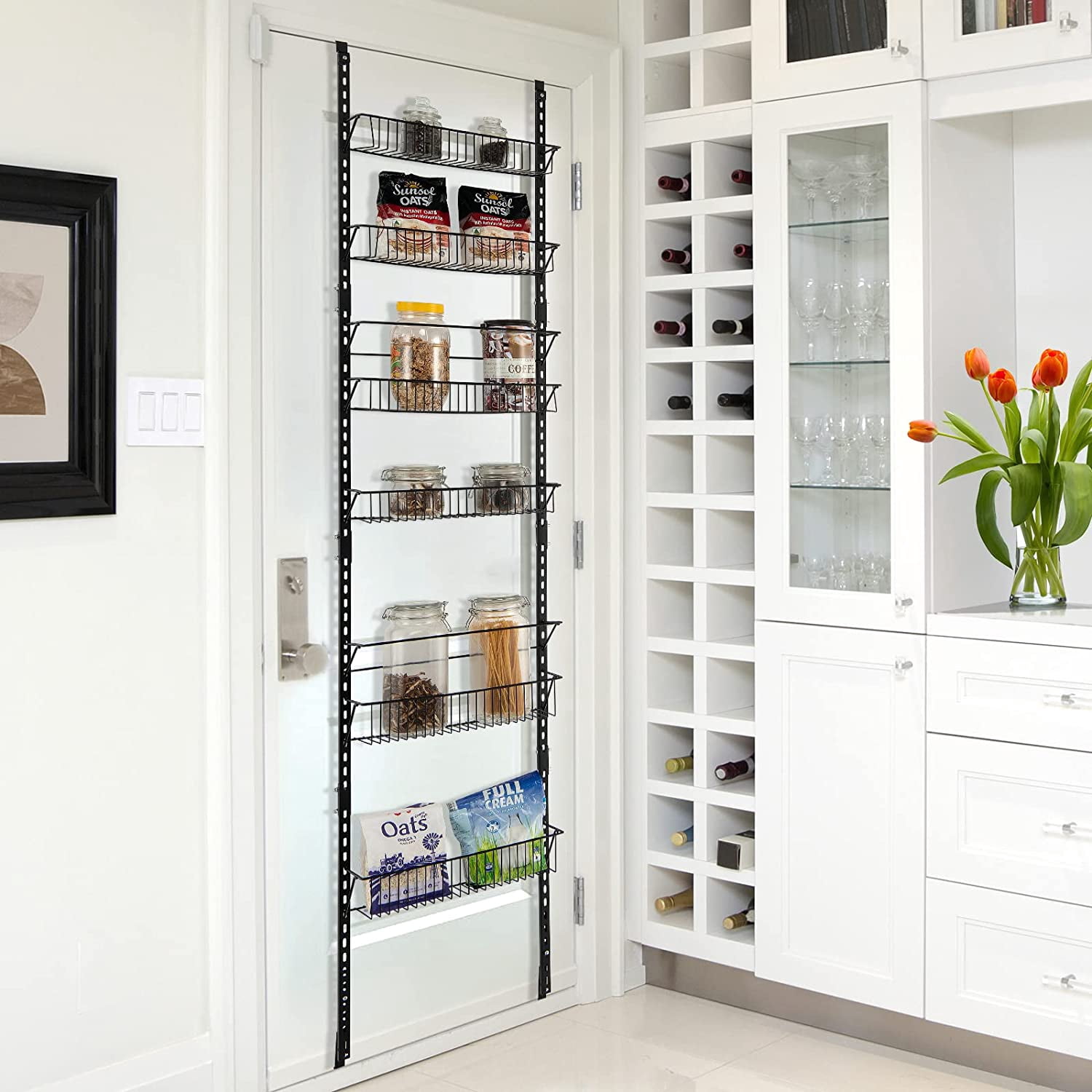 Over The Door Pantry Organizer, Hanging and Screw Mounted Heavy Duty ...