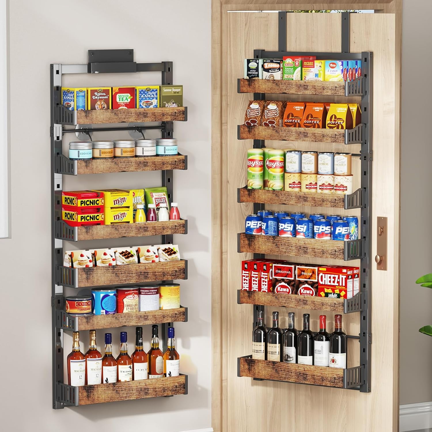 Over The Door Pantry Organizer, Heavy-Duty Wall Mount or Hanging Spice ...