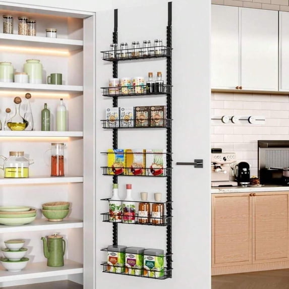 Over The Door Pantry Organizer Rack With 12 Adjustable Baskets, 12 ...