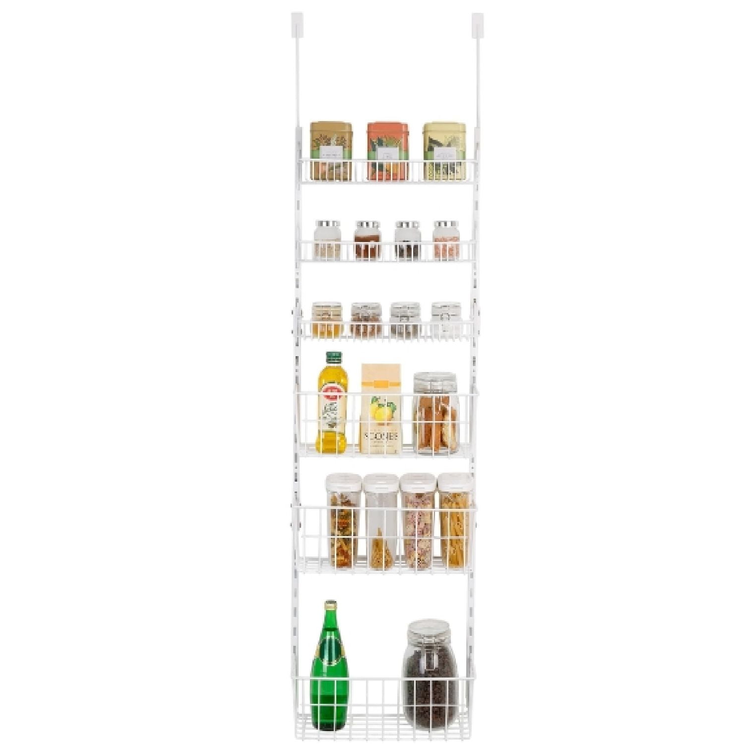Over The Door Pantry Organizer Rack with 6 Adjustable Shelves - Steel ...