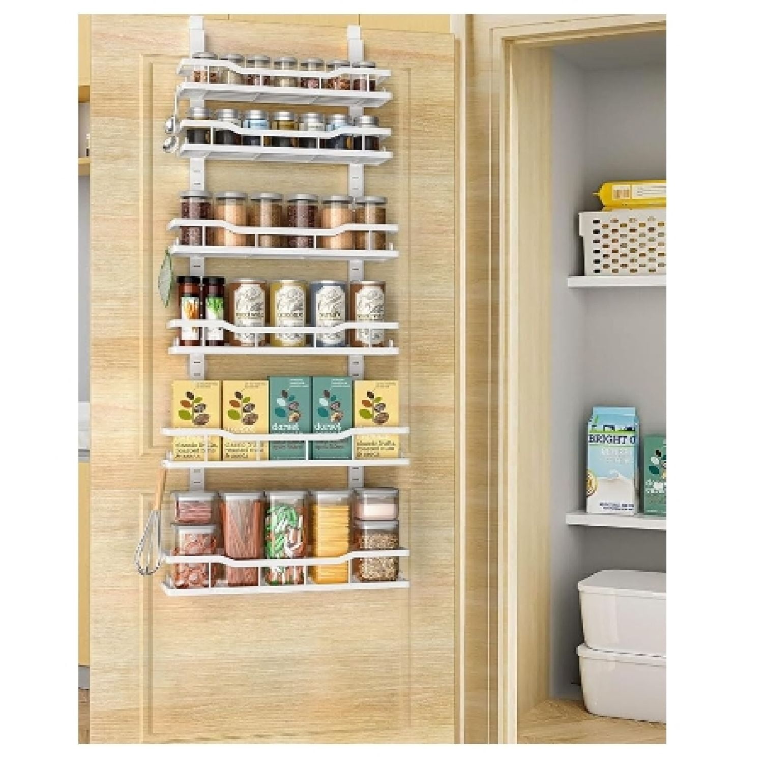 Over The Door Pantry Organizer Rack, 6-Tier Metal Pantry Organization ...