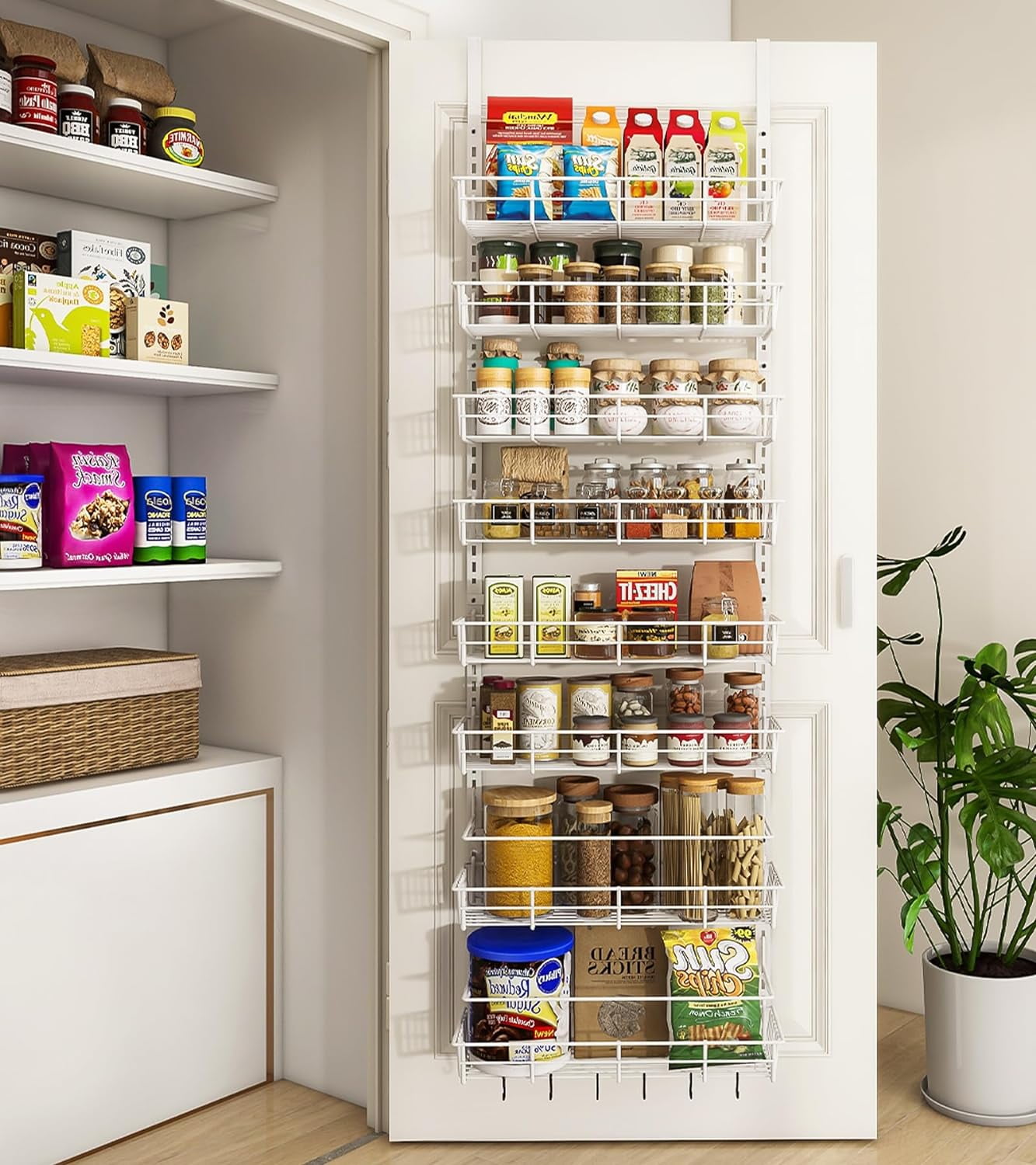 Over The Door Pantry Organizer, Wall Mount Spice Rack, Pantry Hanging ...