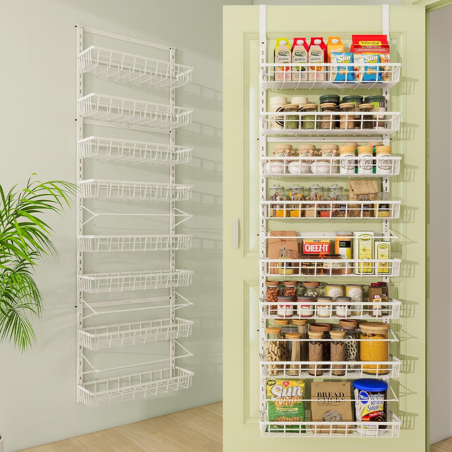 Over The Door Pantry Organizer, Wall Mount Spice Rack, Pantry Hanging ...