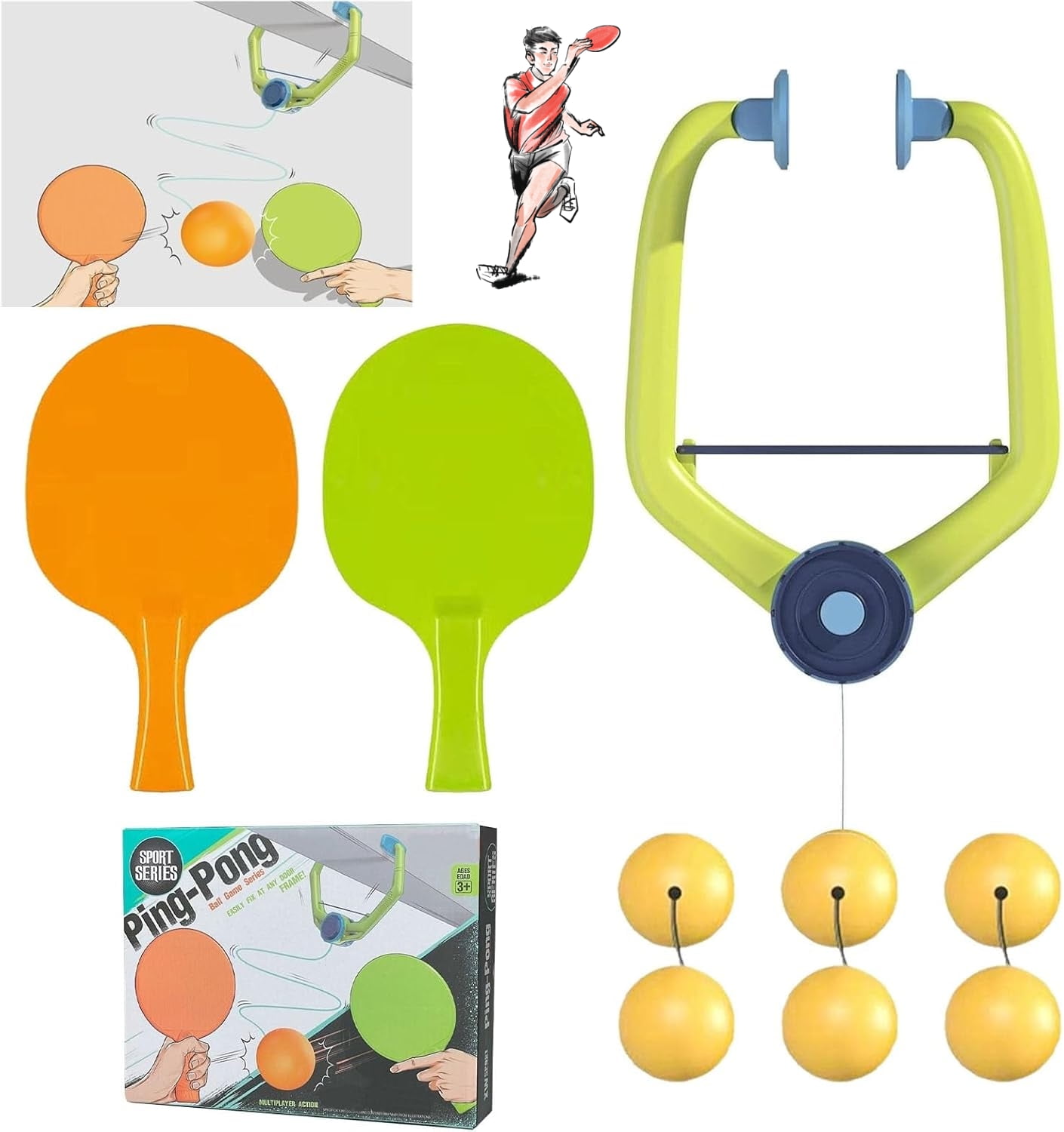 Door Ping Pong Game, Adjustable Doorway Game Pingpong Trainer, Table Tennis Trainer, Portable ...