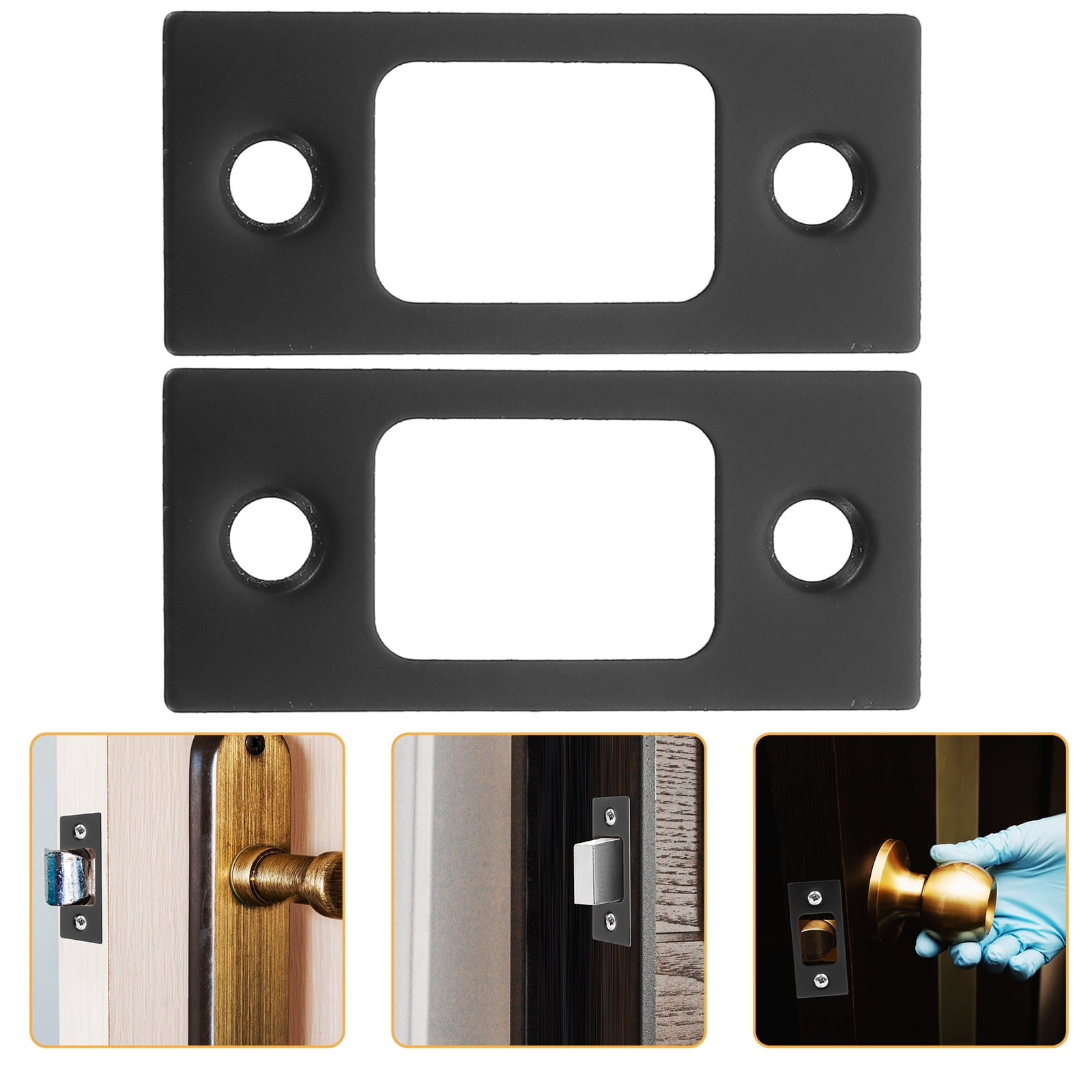 Door Plates Deadbolt Strike Satin Nickel 2 Pcs Guide Piece Lock ...