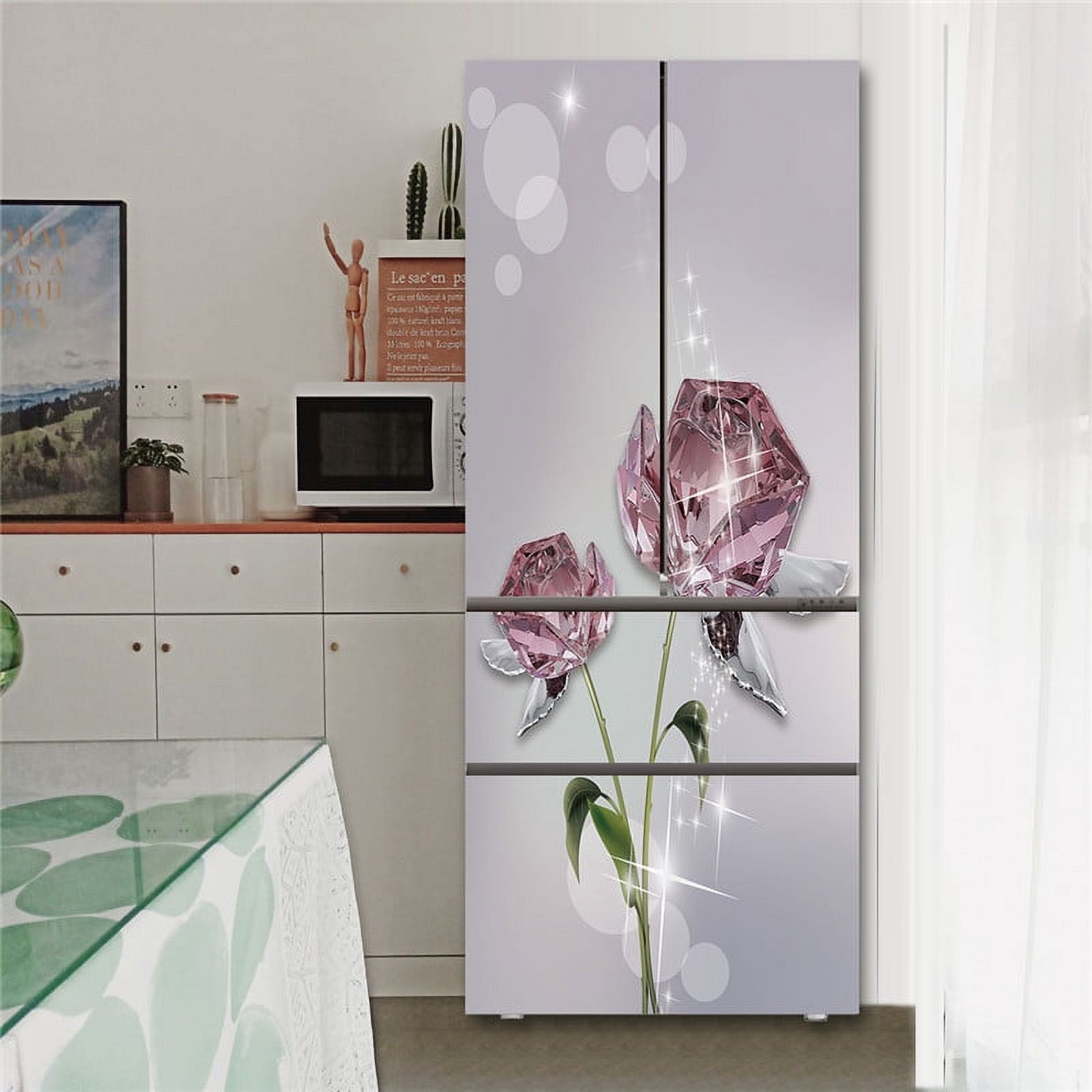 Door Poster For Refrigerator Pink Crystal Rose Home Decorative Fridge ...