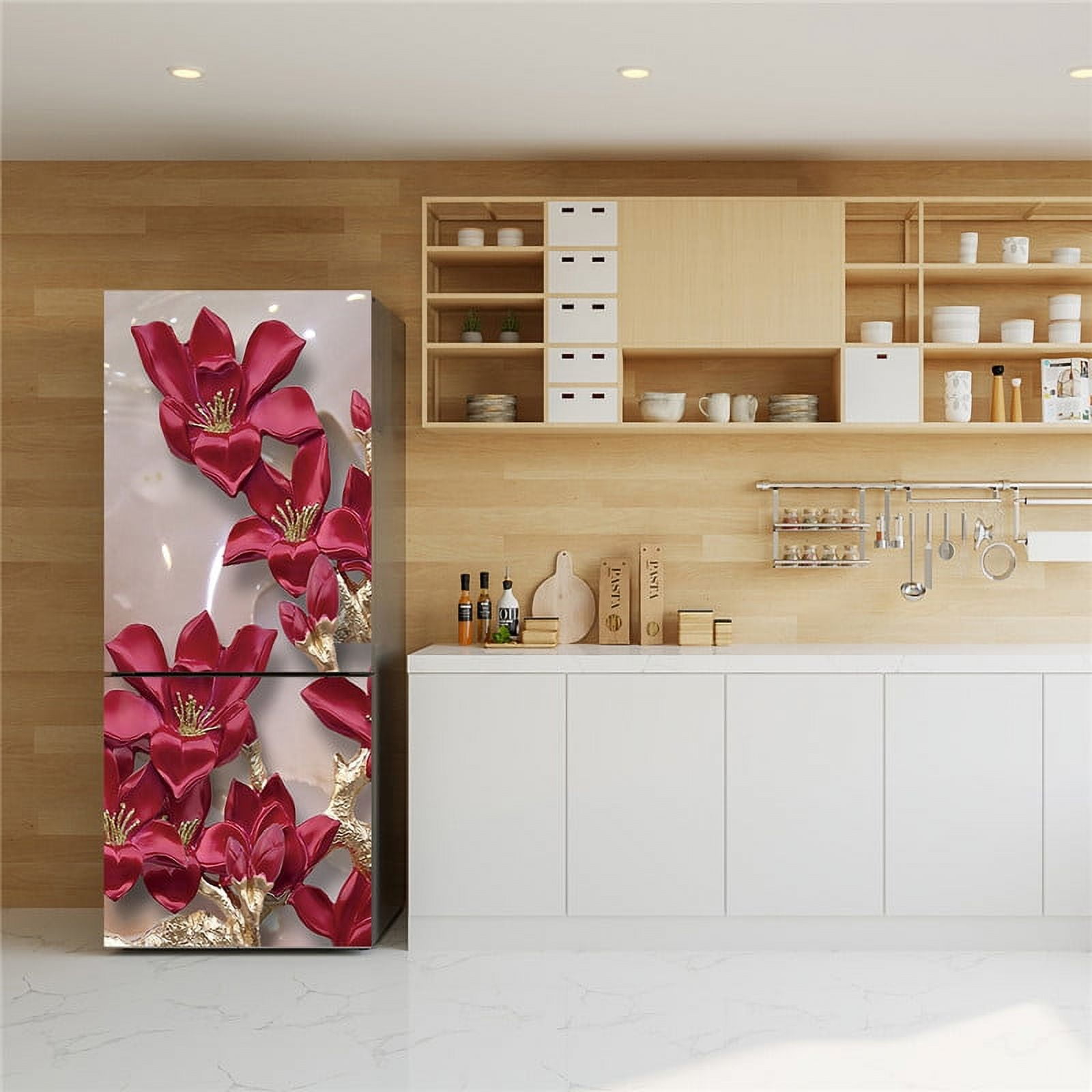 Door Poster For Refrigerator Pink Crystal Rose Home Decorative Fridge ...